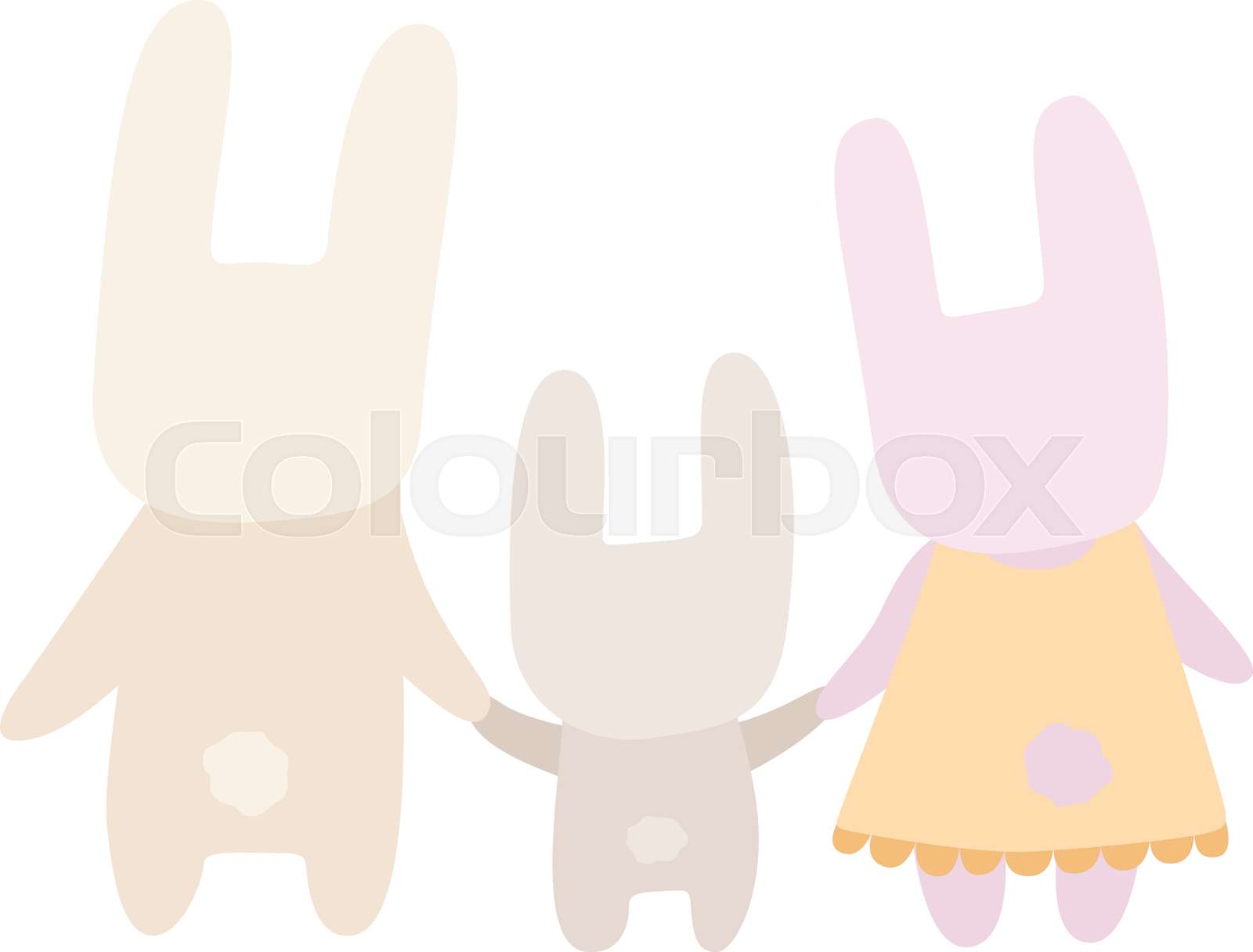 Happy Family of Bunnies, Father, Mother and Baby Rabbits Standing ...