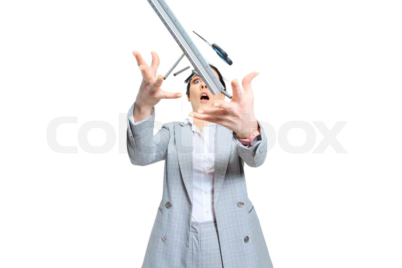 Young woman losing concentration, everything goes wrong | Stock image ...