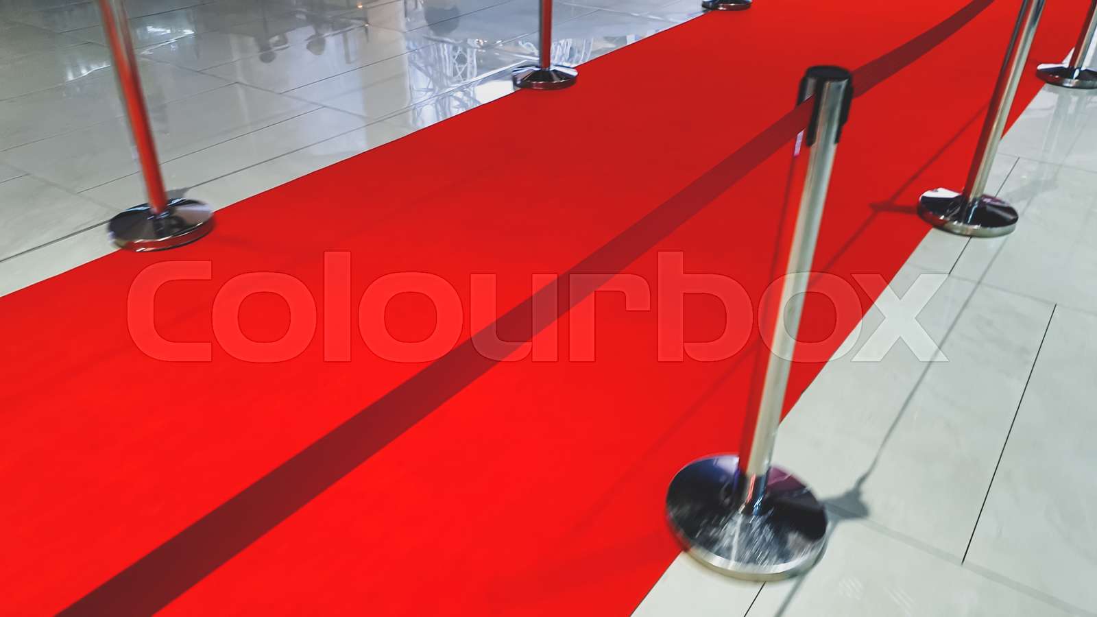 Long red carpet path for celebrities at cinema or theter awards show ...