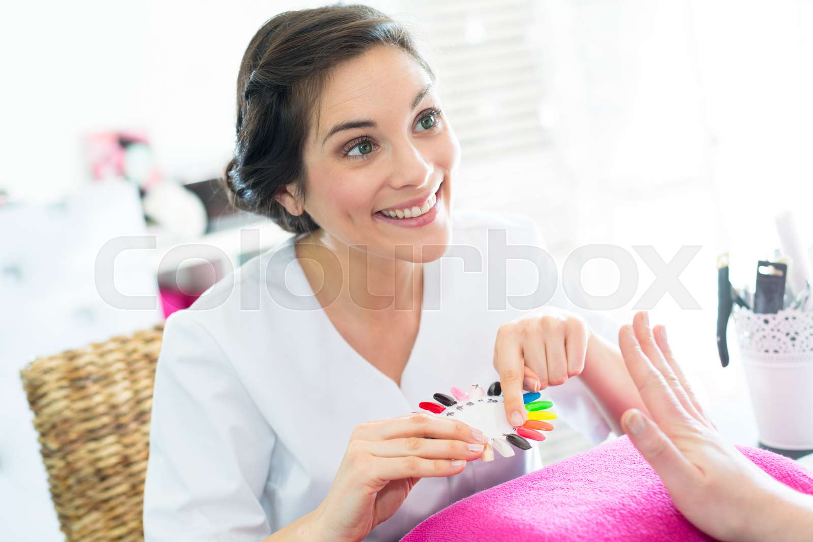 picking the preferred nail polish | Stock image | Colourbox