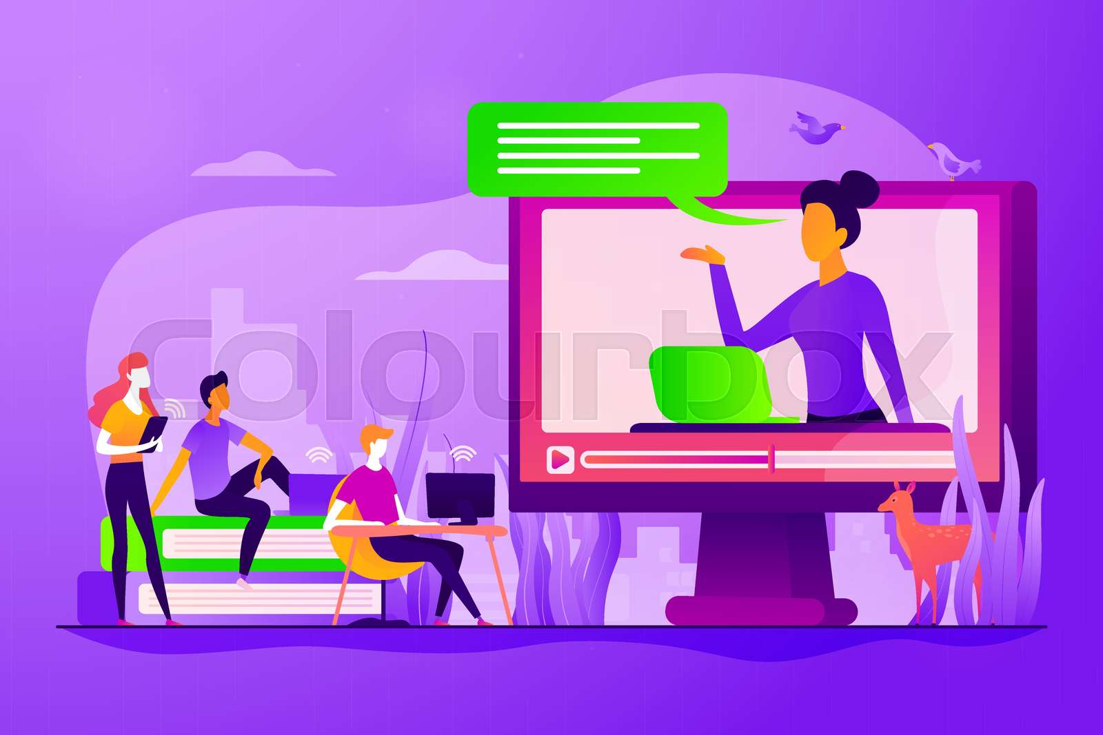 Online teaching concept vector illustration | Stock vector | Colourbox