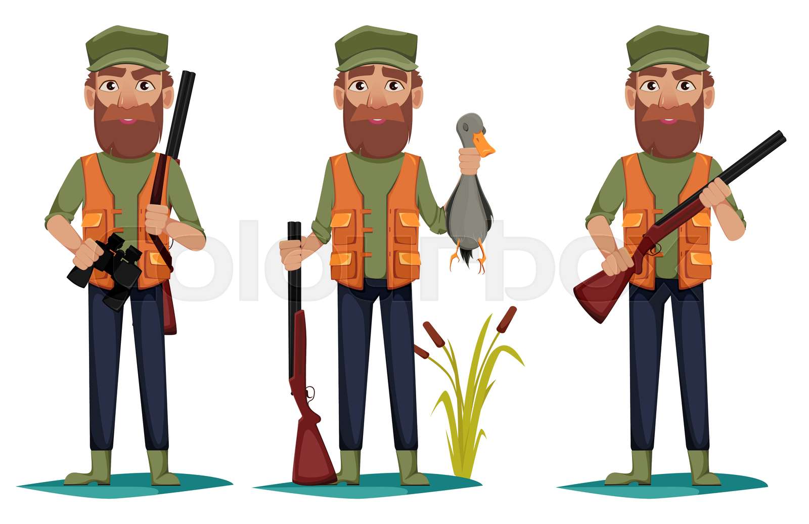 Hunter man cartoon character | Stock vector | Colourbox