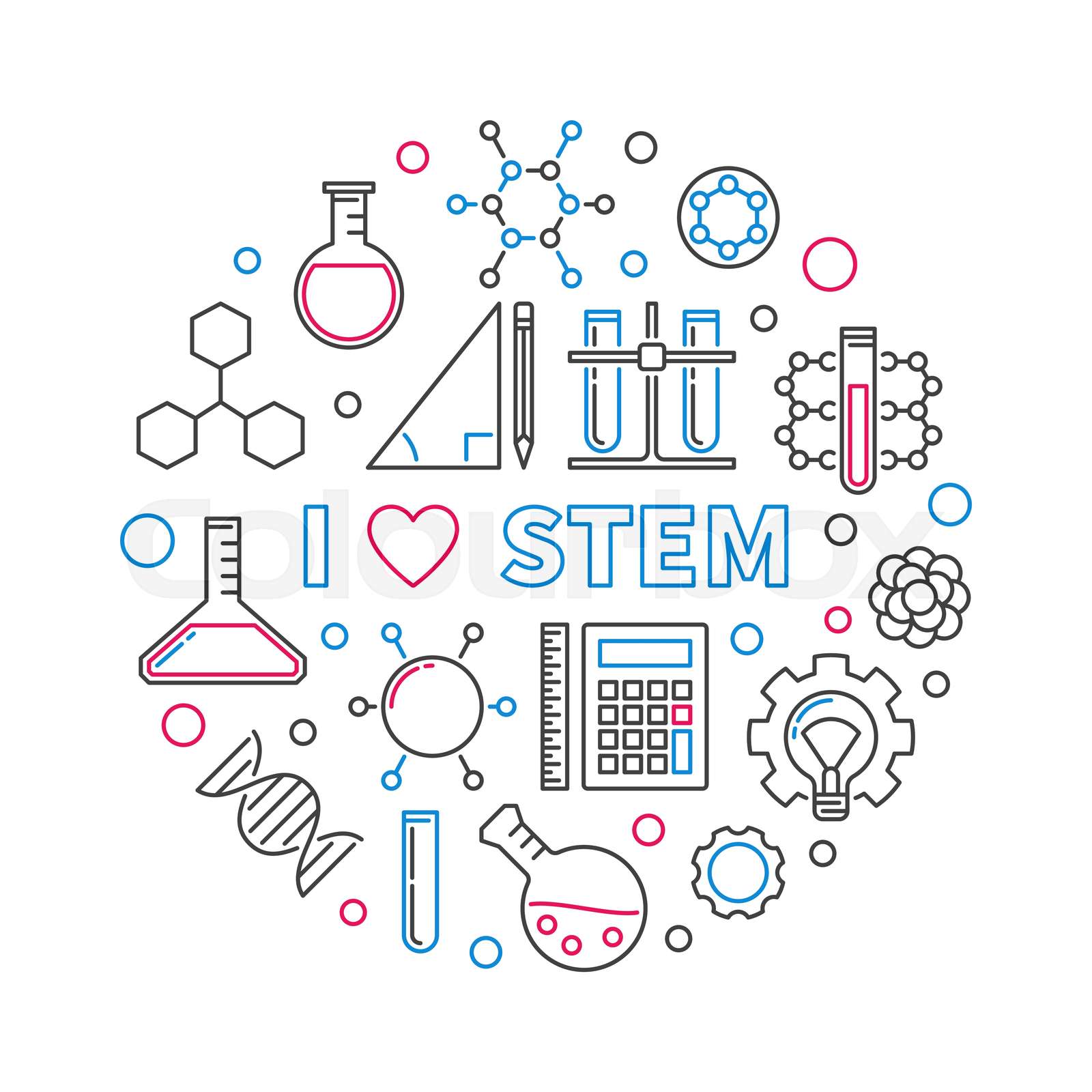 I Love STEM vector creative round linear illustration | Stock vector ...