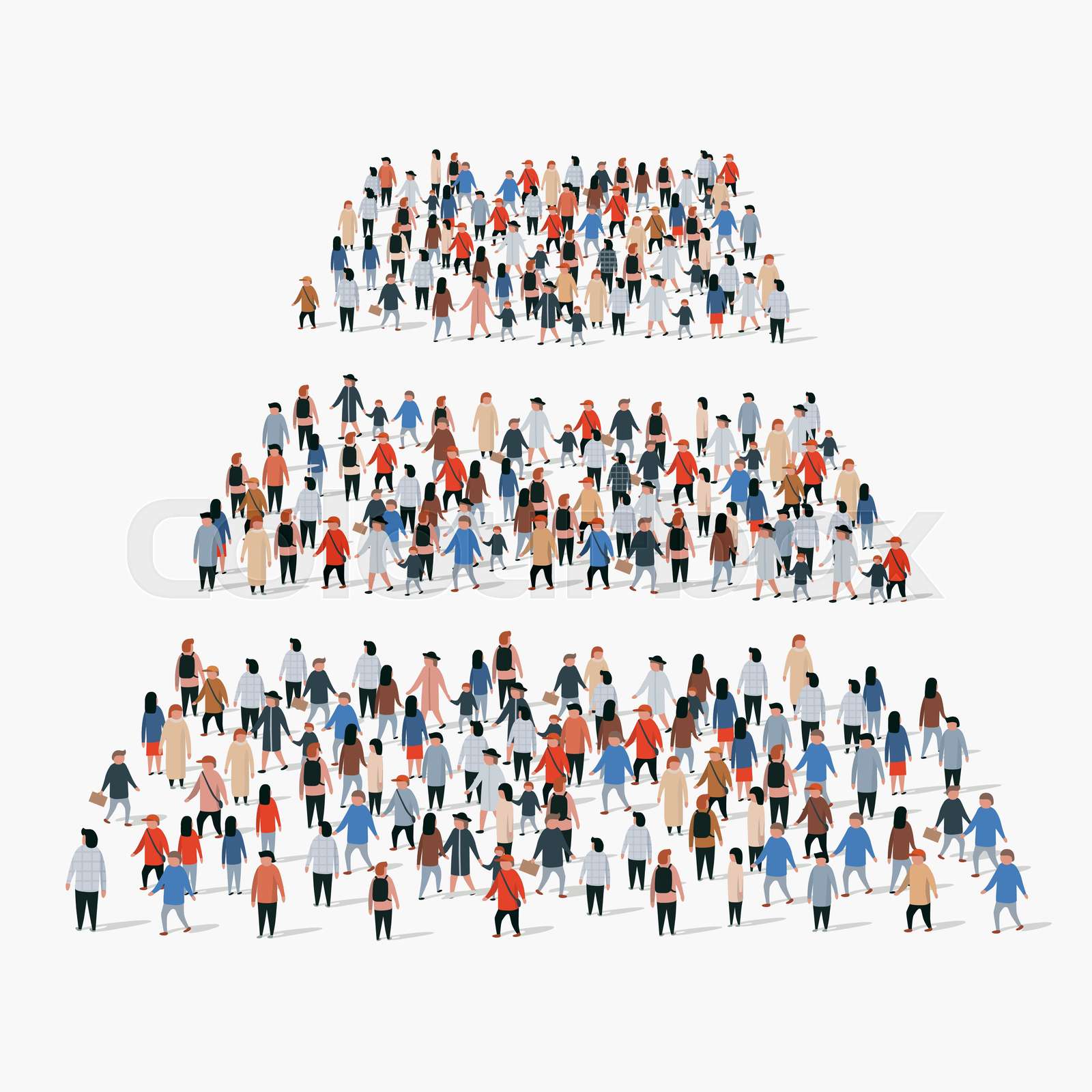 Large group of people in shape of pyramid. Infographics concept ...
