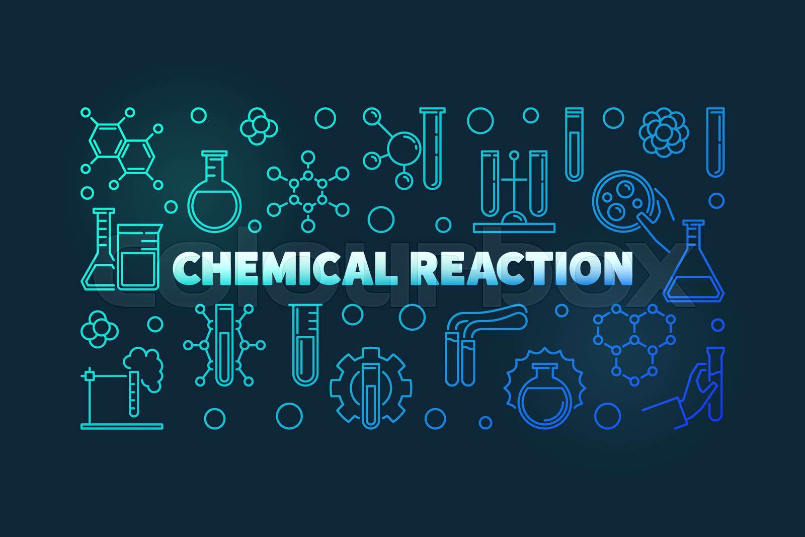 Chemical Reaction colored vector concept outline banner | Stock vector ...