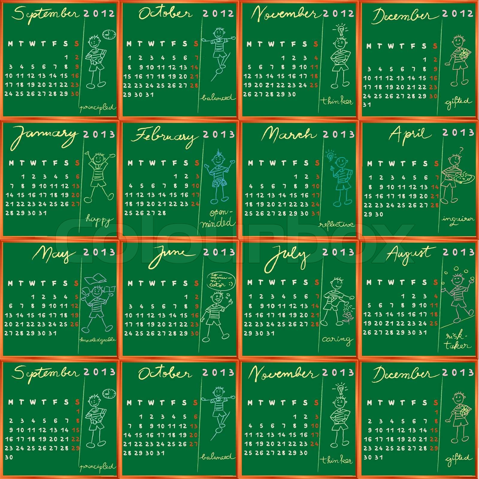 school calendar 2012 2013 | Stock vector | Colourbox