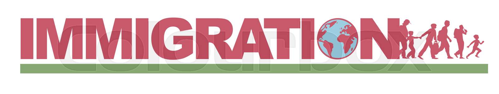 Immigration word concept with people walking | Stock vector | Colourbox