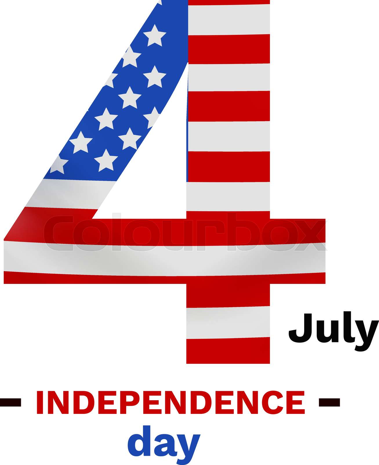 The American flag print as number four shaped symbol. | Stock vector ...