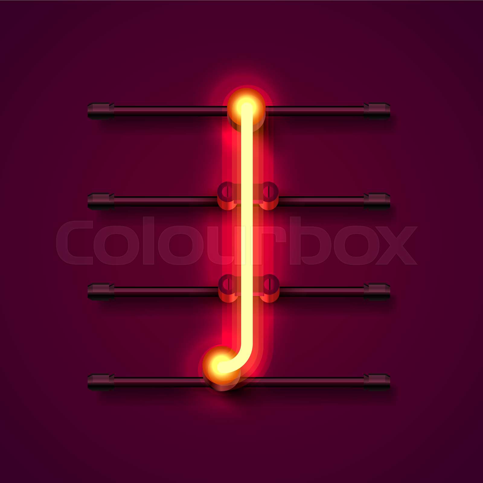 Neon font letter I, art design signboard. | Stock vector | Colourbox