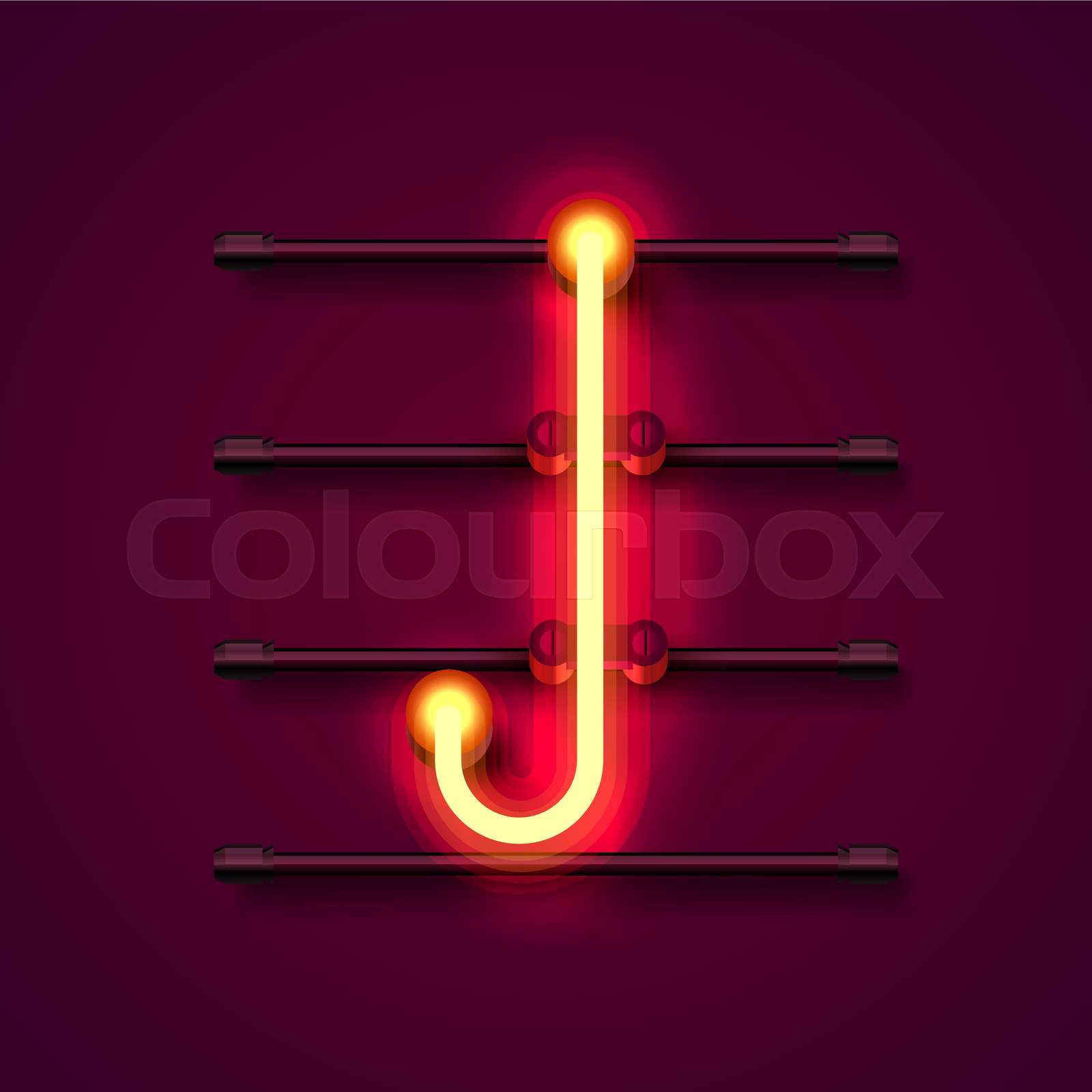 Neon font letter J, art design signboard. | Stock vector | Colourbox