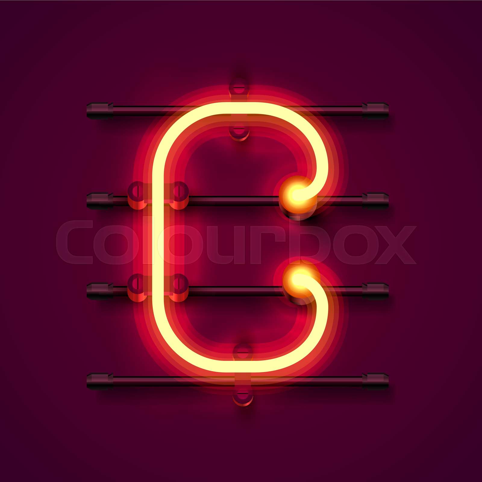 Neon font letter c, art design signboard. | Stock vector | Colourbox