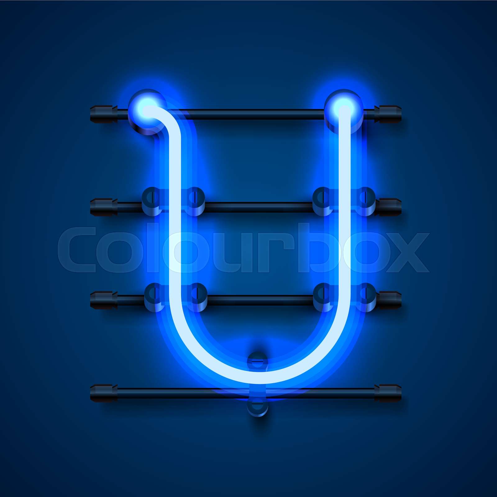 Neon font letter U, art design signboard. | Stock vector | Colourbox