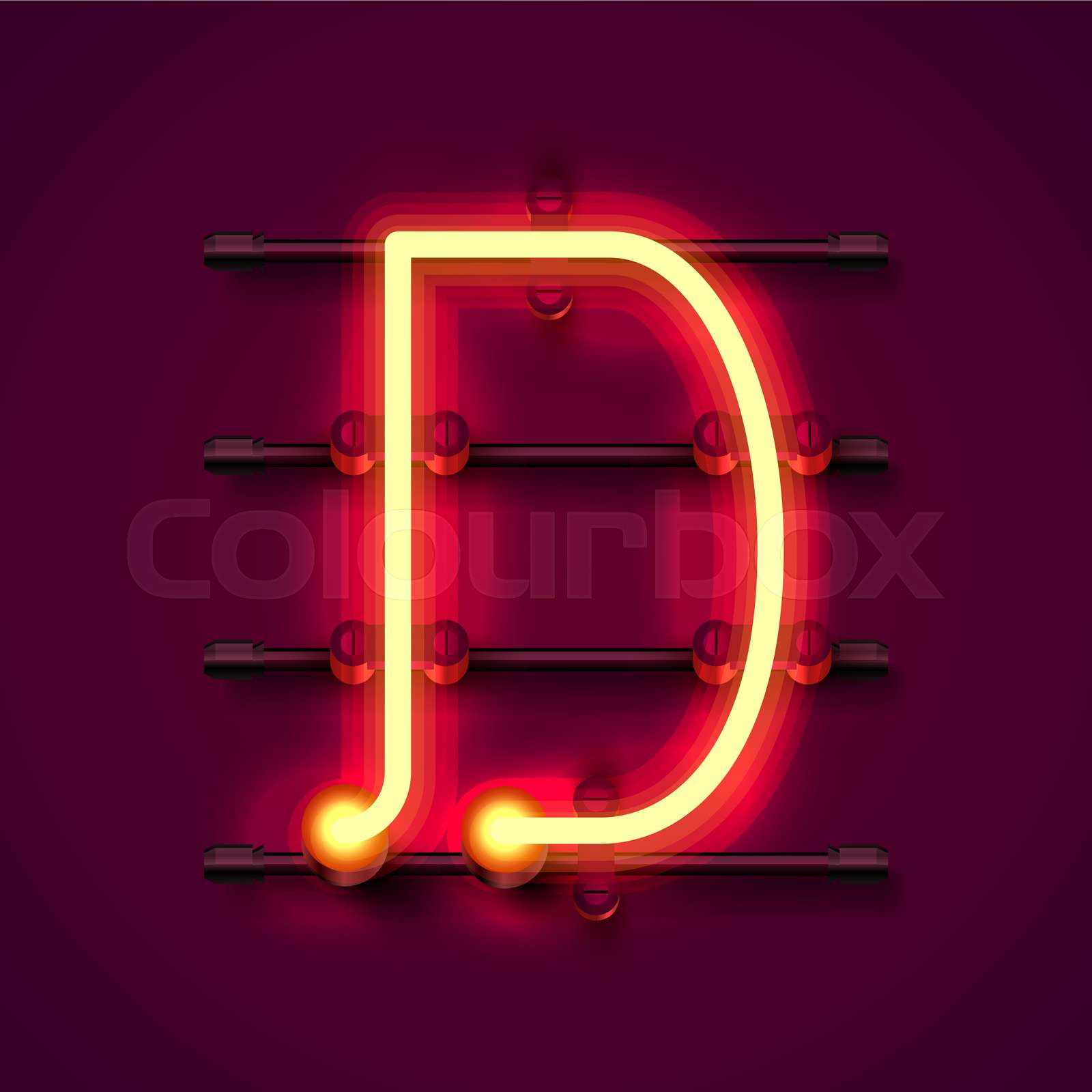 Neon font letter d, art design signboard. | Stock vector | Colourbox