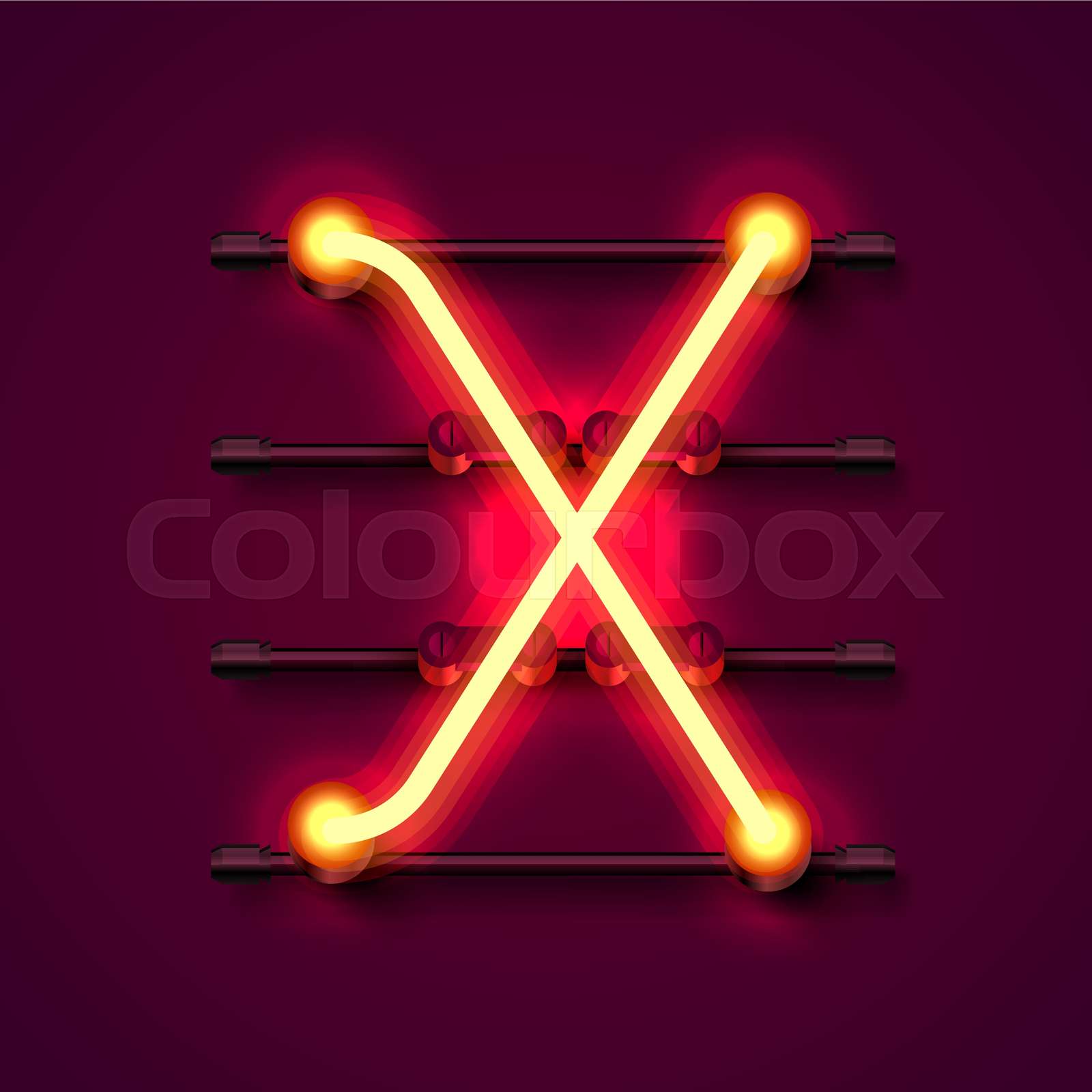 Neon font letter X, art design signboard. | Stock vector | Colourbox