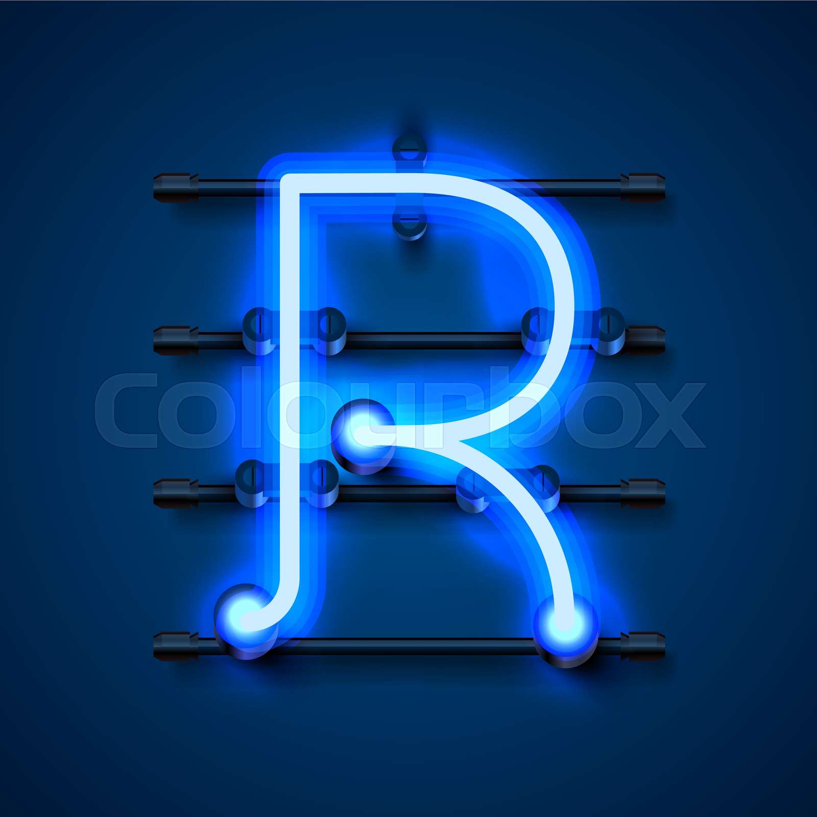 Neon font letter R, art design signboard. | Stock vector | Colourbox