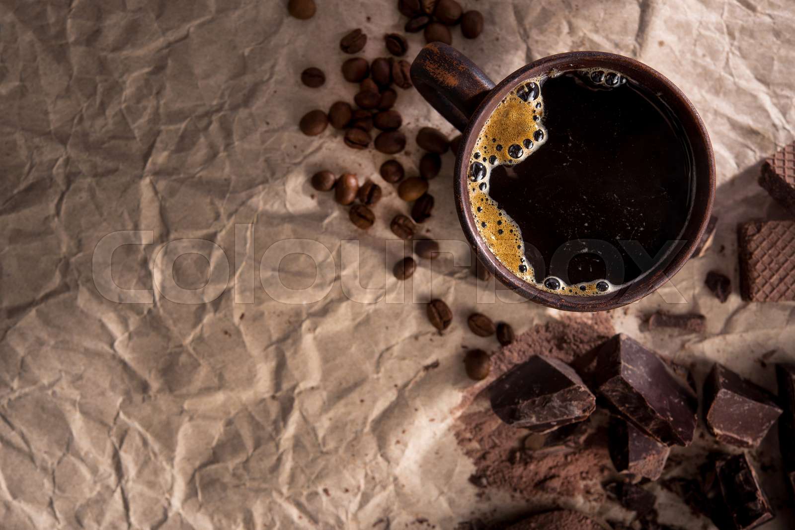 chocolate, cocoa powder and coffee cup | Stock image | Colourbox