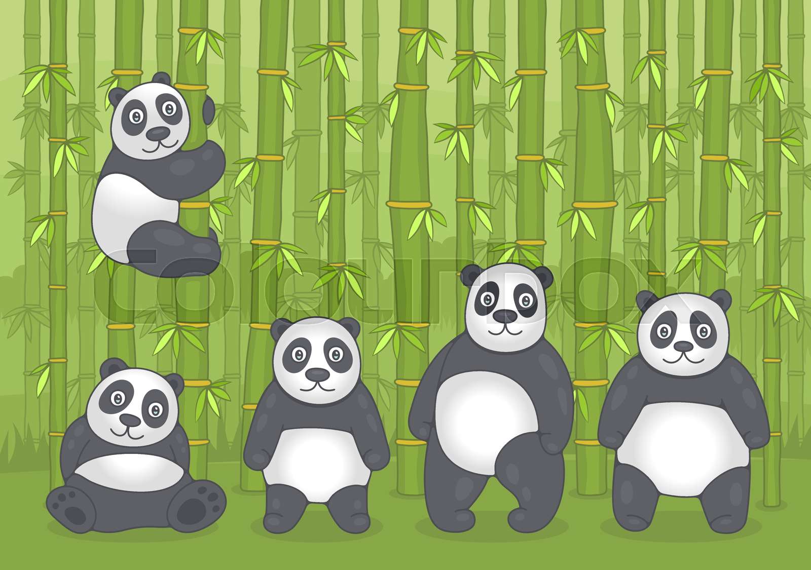 Pandas with Bamboos | Stock vector | Colourbox