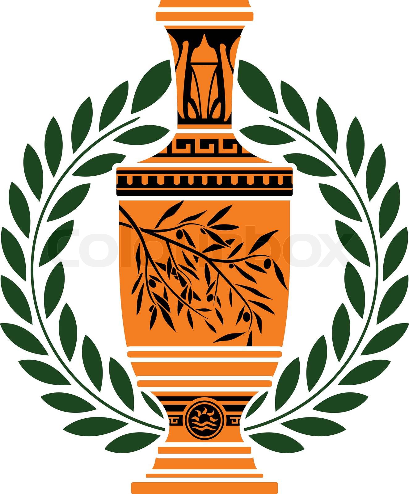 greek vase with laurel wreath. vector illustration | Stock vector ...