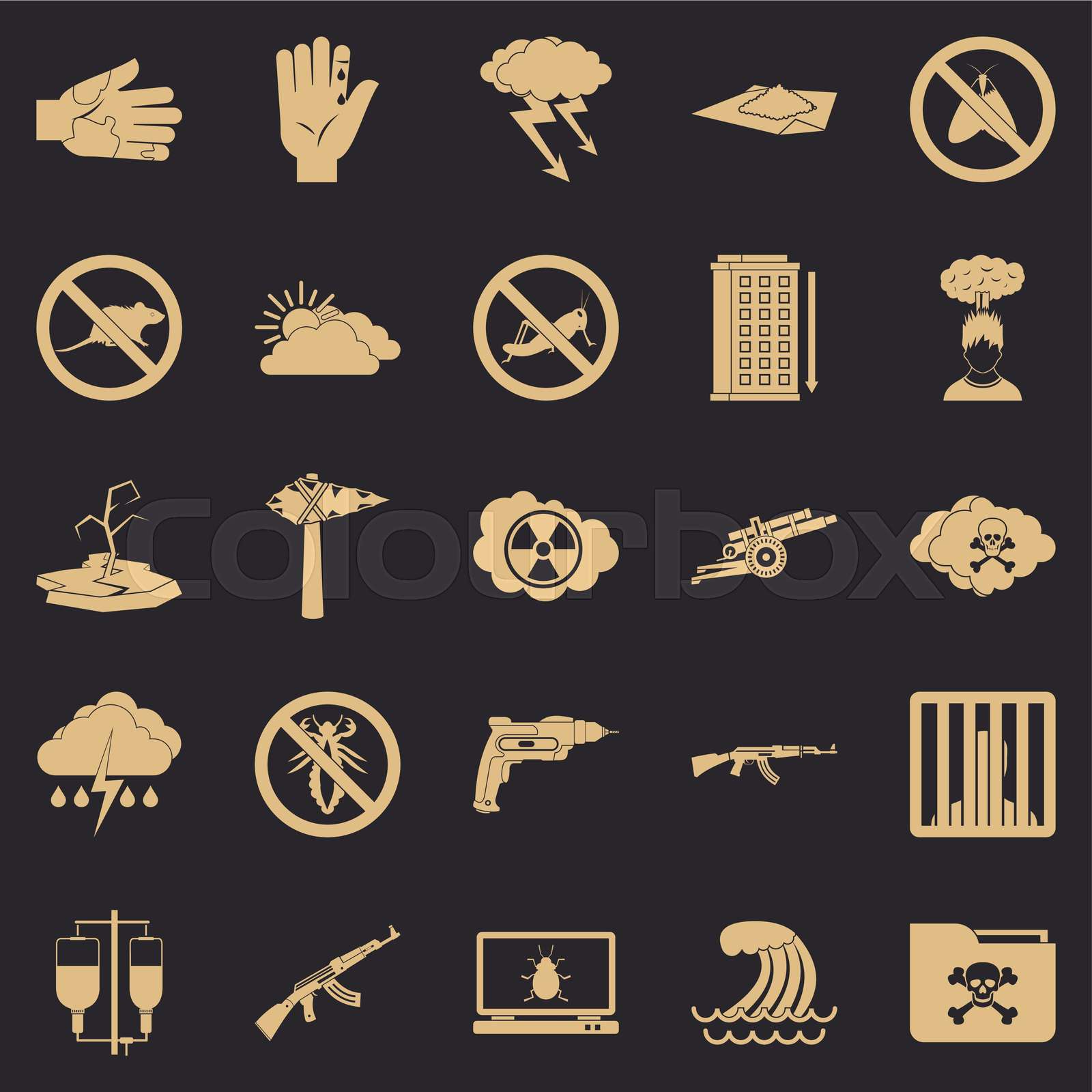 World tension icons set, simple style | Stock vector | Colourbox