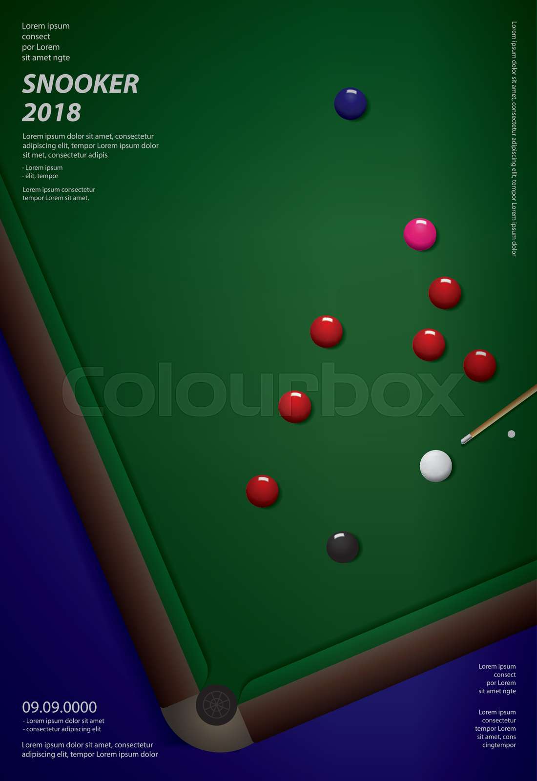 Snooker Championship Poster Design Template Vector Illustration | Stock ...