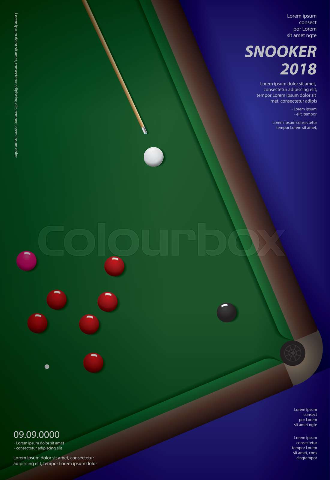 Snooker Championship Poster Design Template Vector Illustration | Stock ...