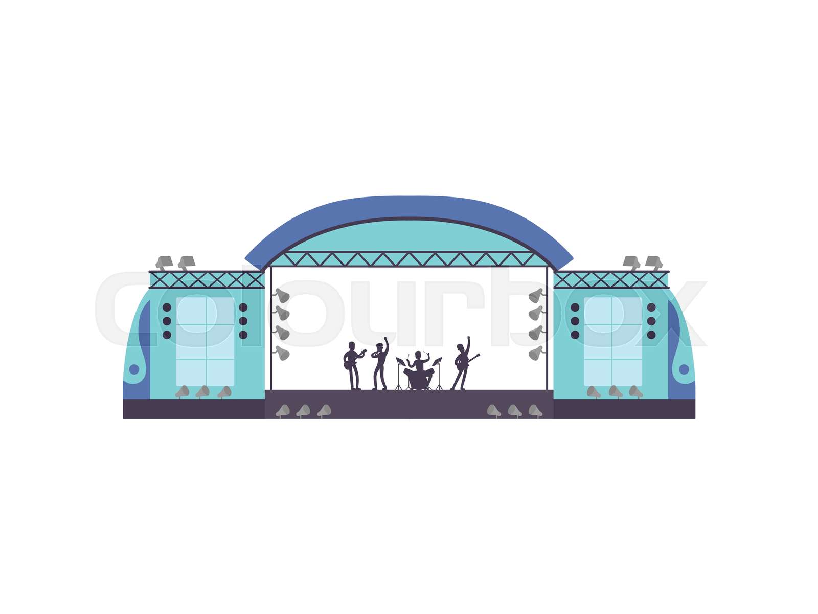 Open Air Festival, Music Band Performing on Stage, Outdoor Concert ...