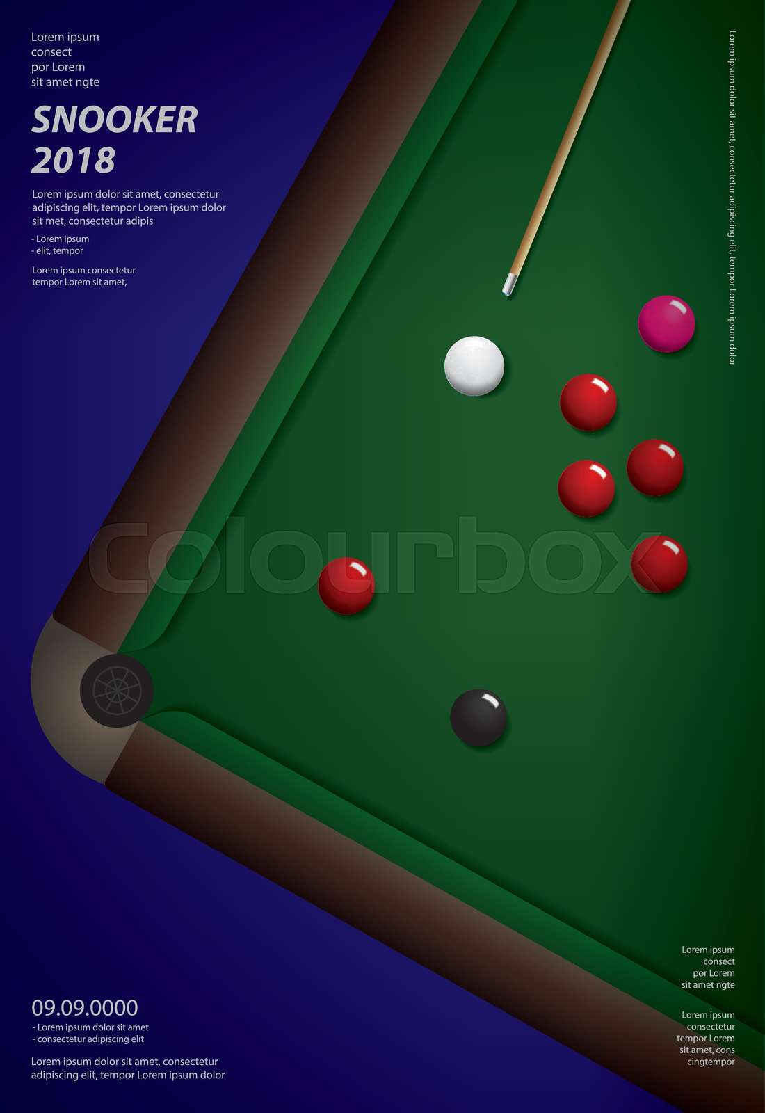 Snooker Championship Poster Design Template Vector Illustration | Stock ...