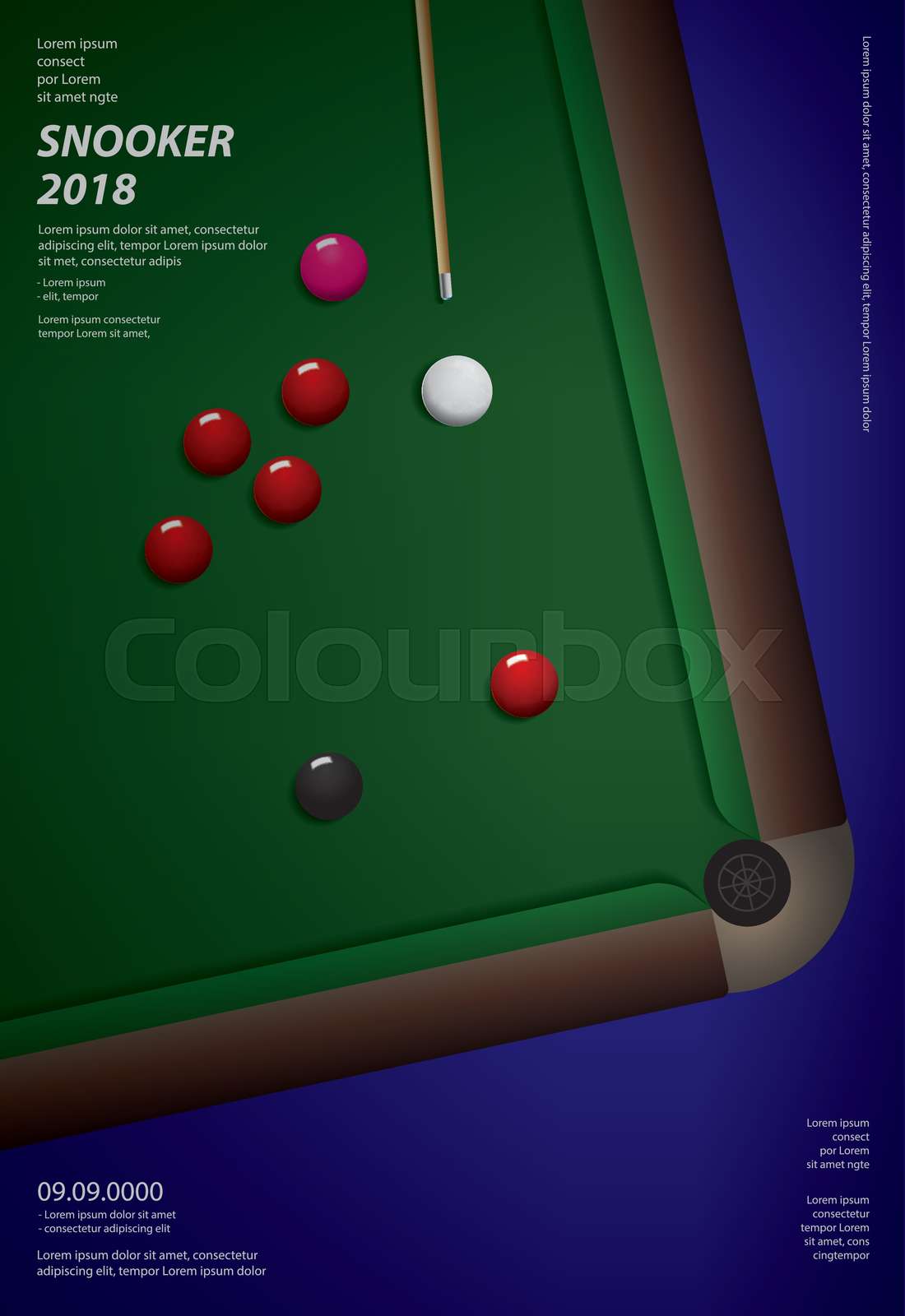 Snooker Championship Poster Design Template Vector Illustration | Stock ...