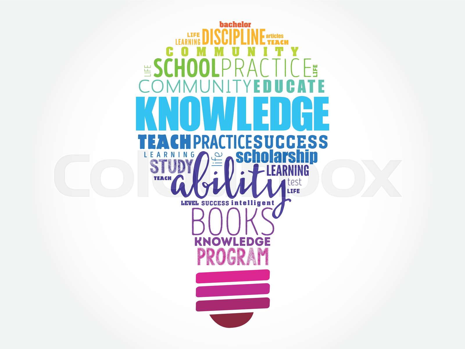 KNOWLEDGE bulb word cloud | Stock vector | Colourbox