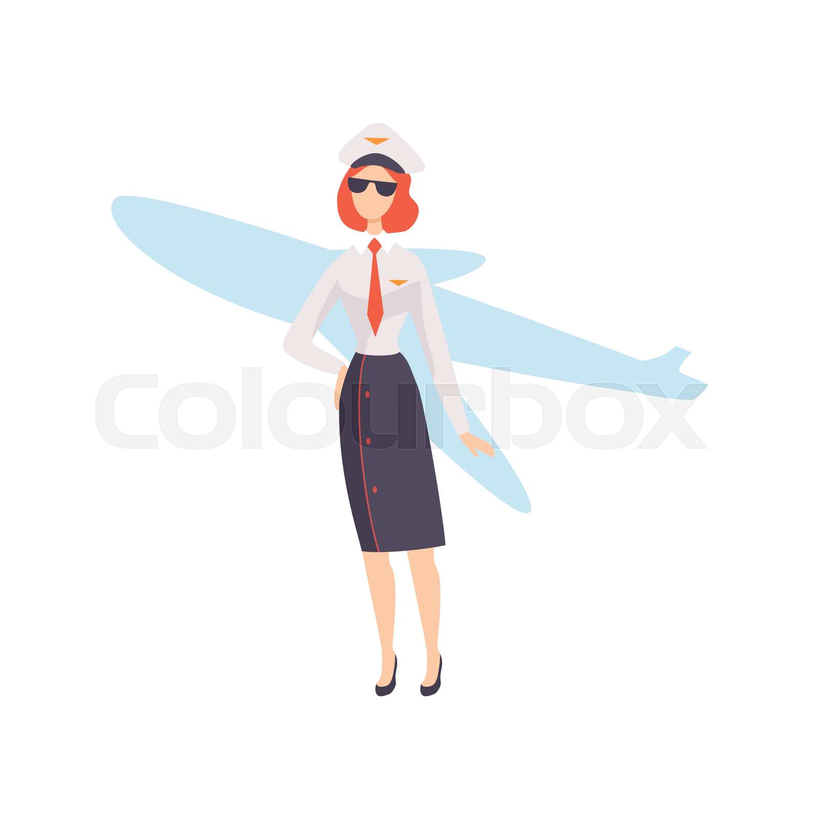 Female Airline Pilot Character in Uniform Vector Illustration | Stock ...