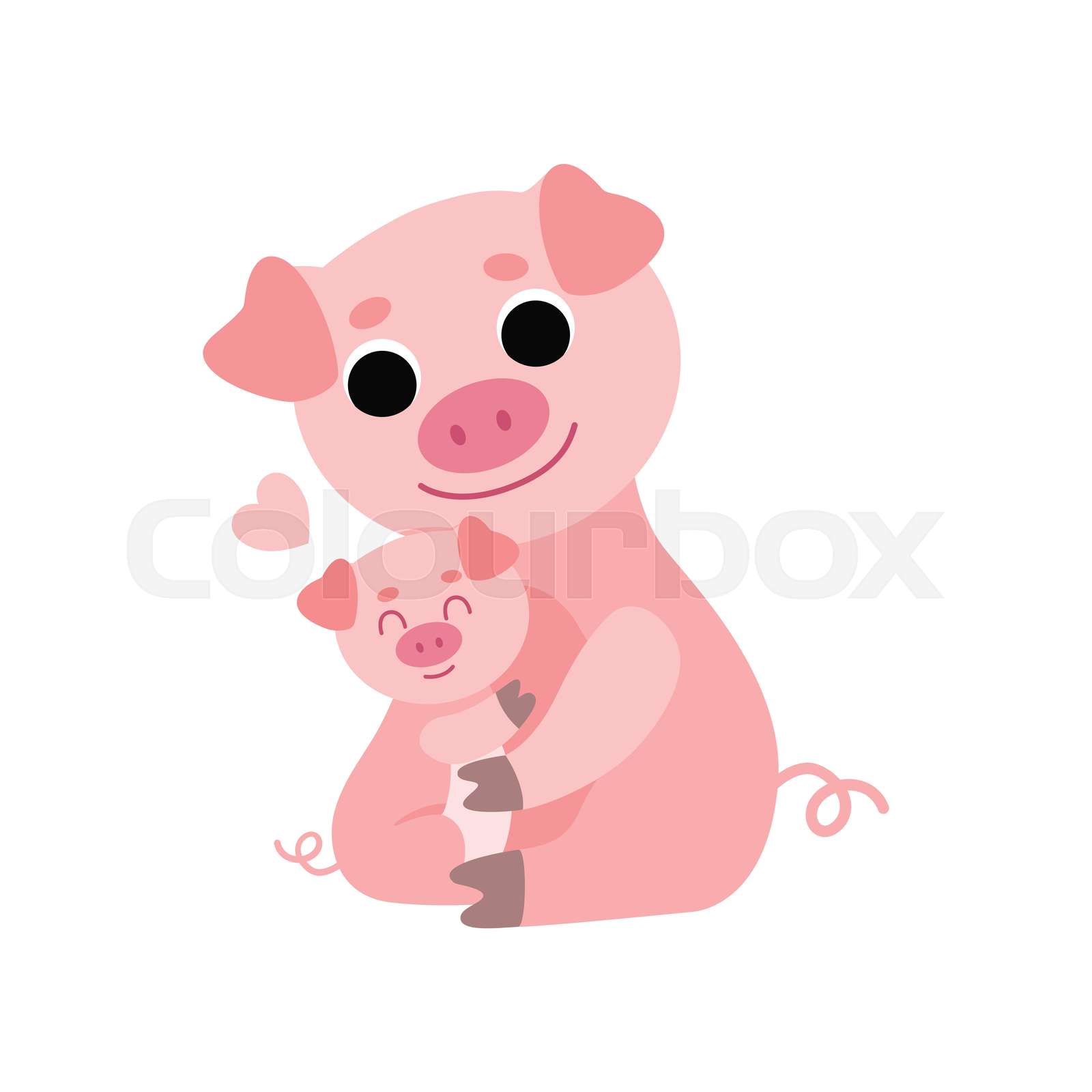 Mother Pig and Baby Piglet, Cute Animal Family Vector Illustration ...