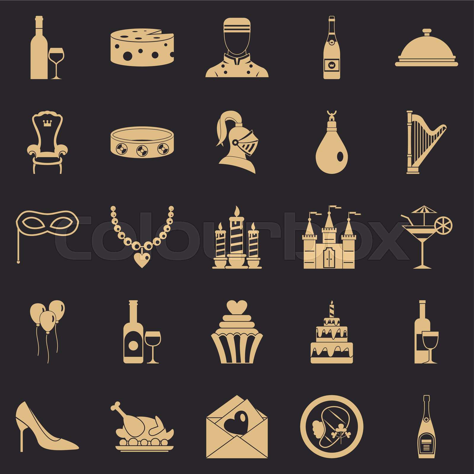 Banquet hall icons set, simple style | Stock vector | Colourbox