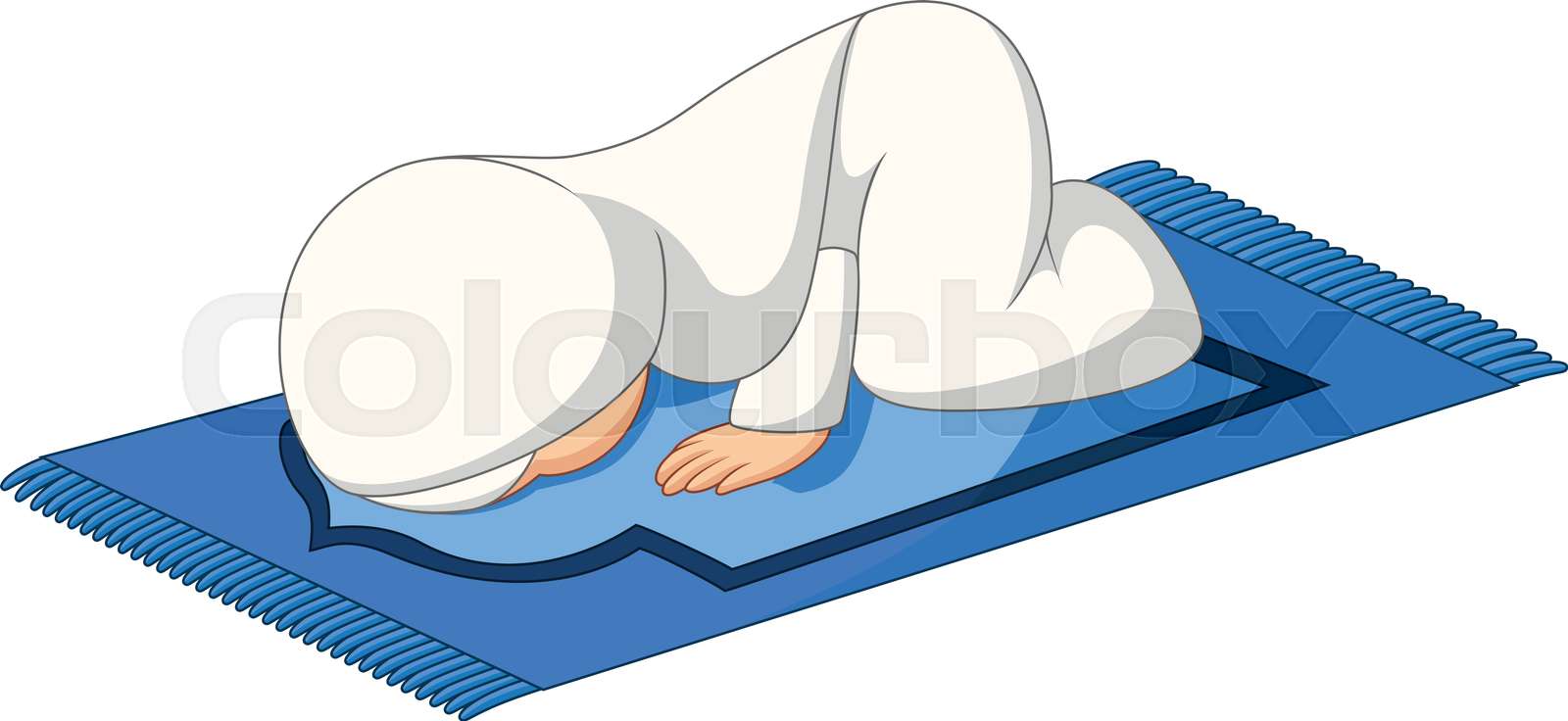 Cartoon Muslim girl prayer bow down on the rug | Stock vector | Colourbox