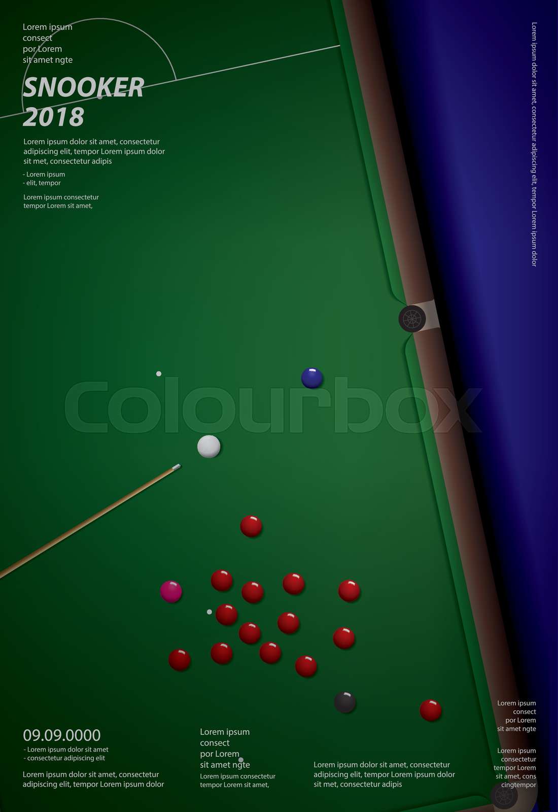 Snooker Championship Poster Design Template Vector Illustration | Stock ...