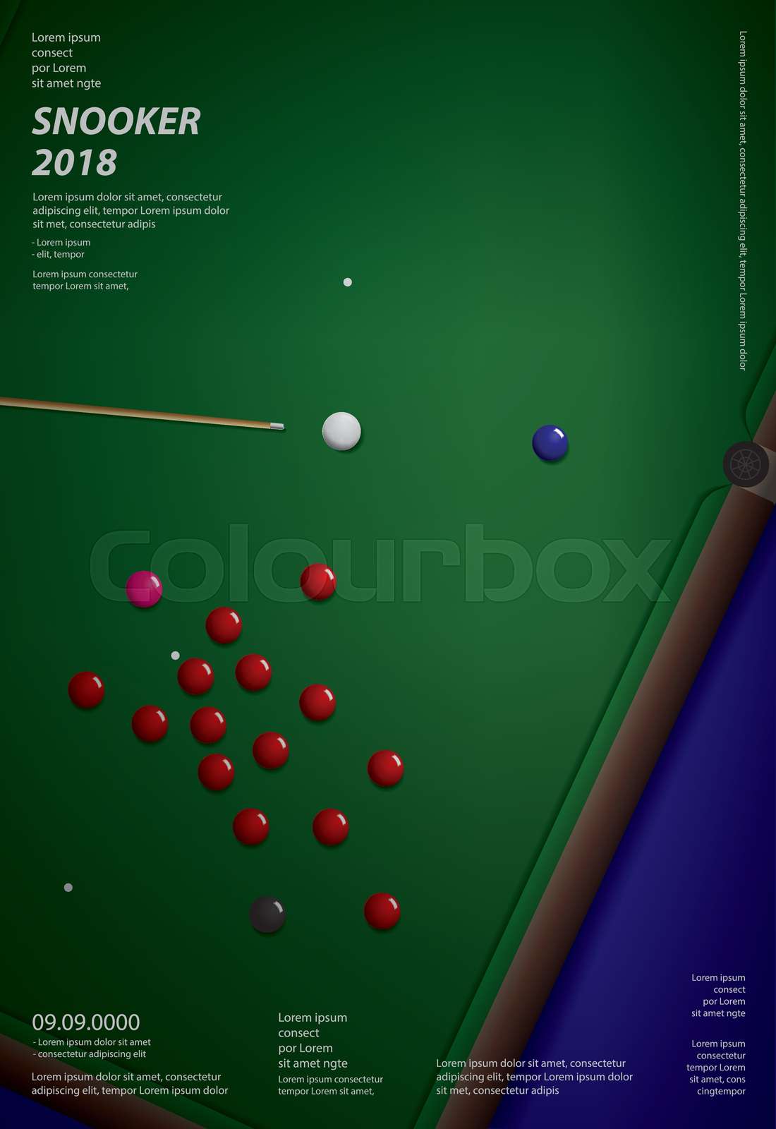 Snooker Championship Poster Design Template Vector Illustration | Stock ...