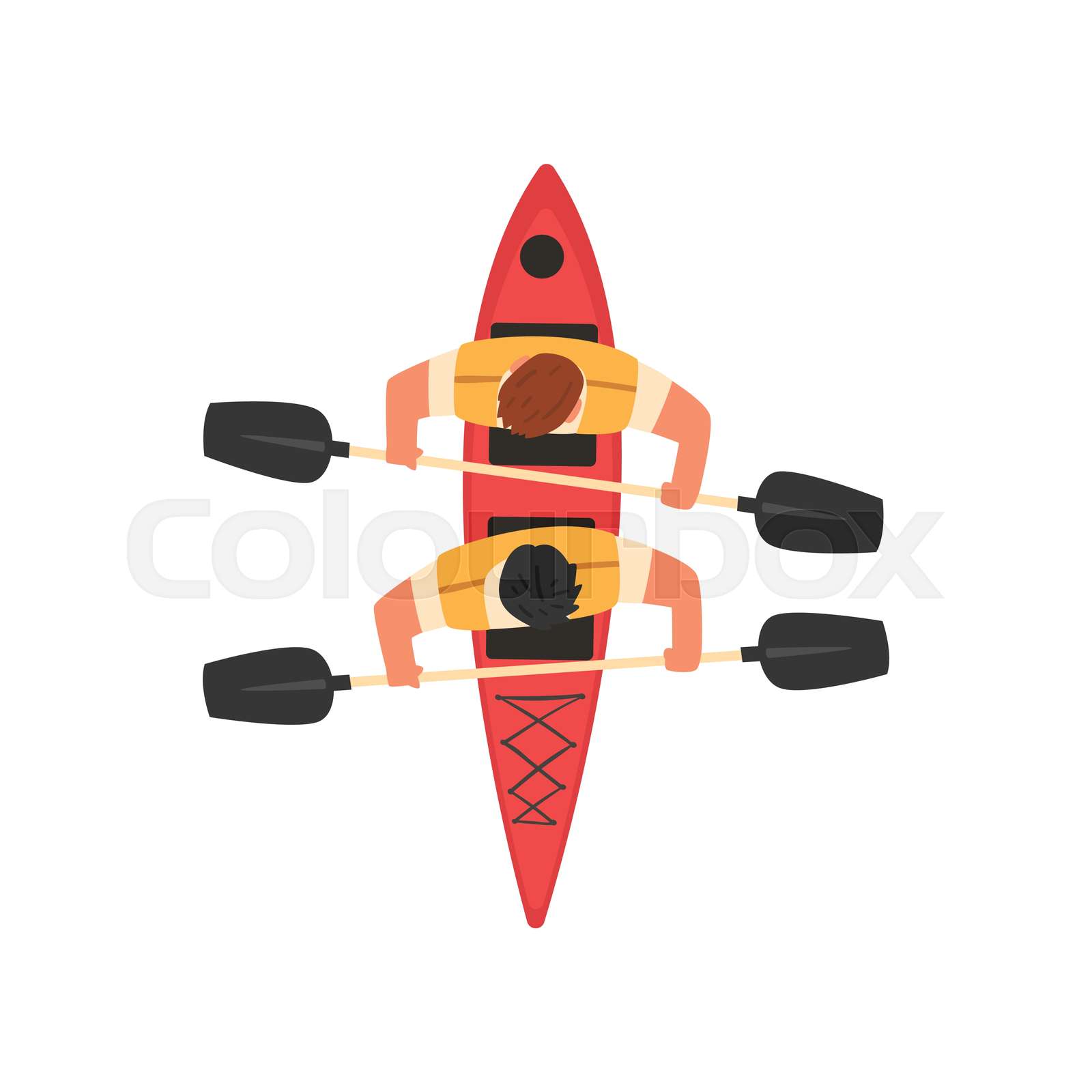 Male Athletes Paddling Double Kayak, Kayaking Water Sport, Outdoor ...