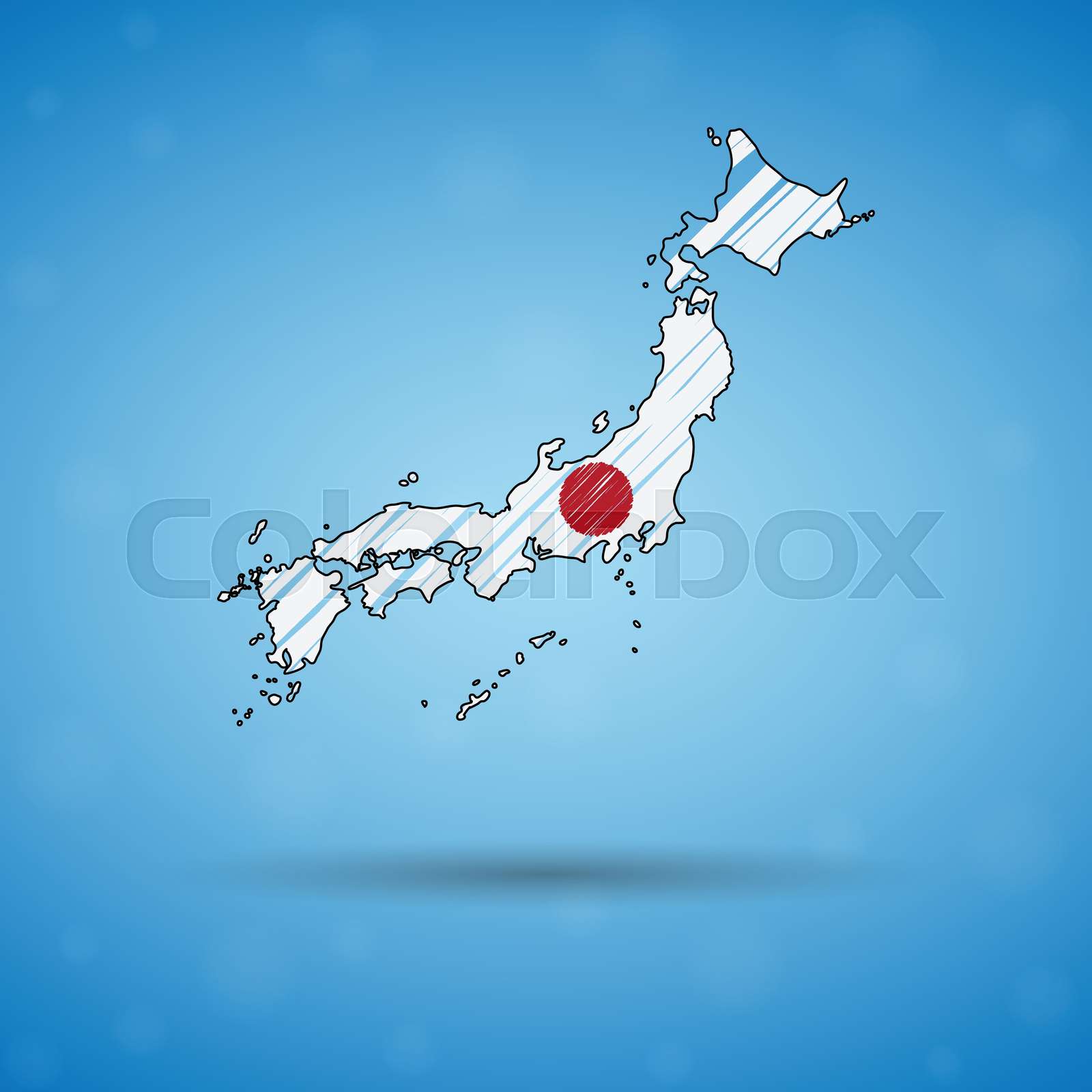 Scribble map of Japan. Sketch Country map for infographic, brochures ...