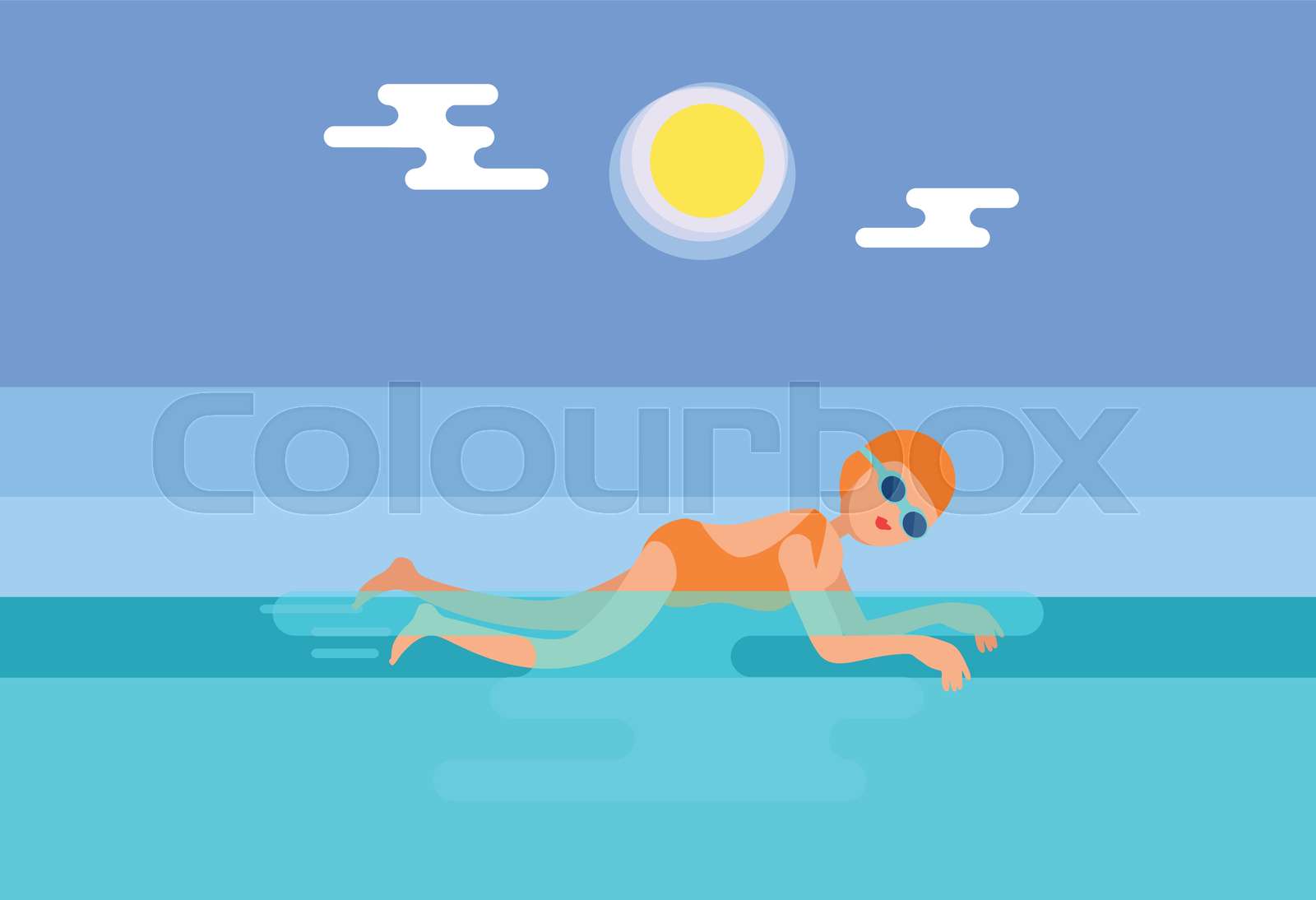 Breaststroke Female Swimmer Vector Illustration | Stock vector | Colourbox