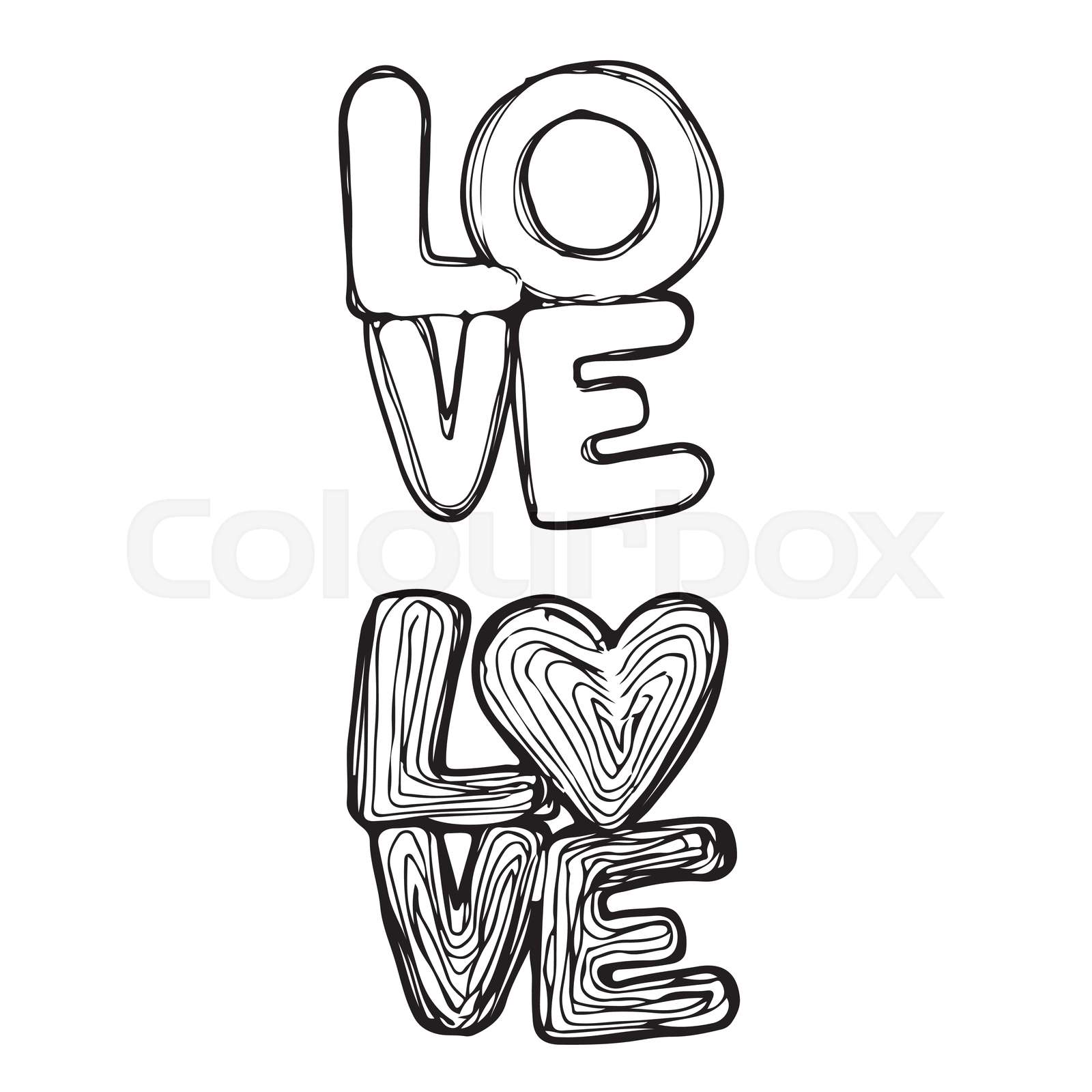 Love handwritten lettering design text | Stock vector | Colourbox