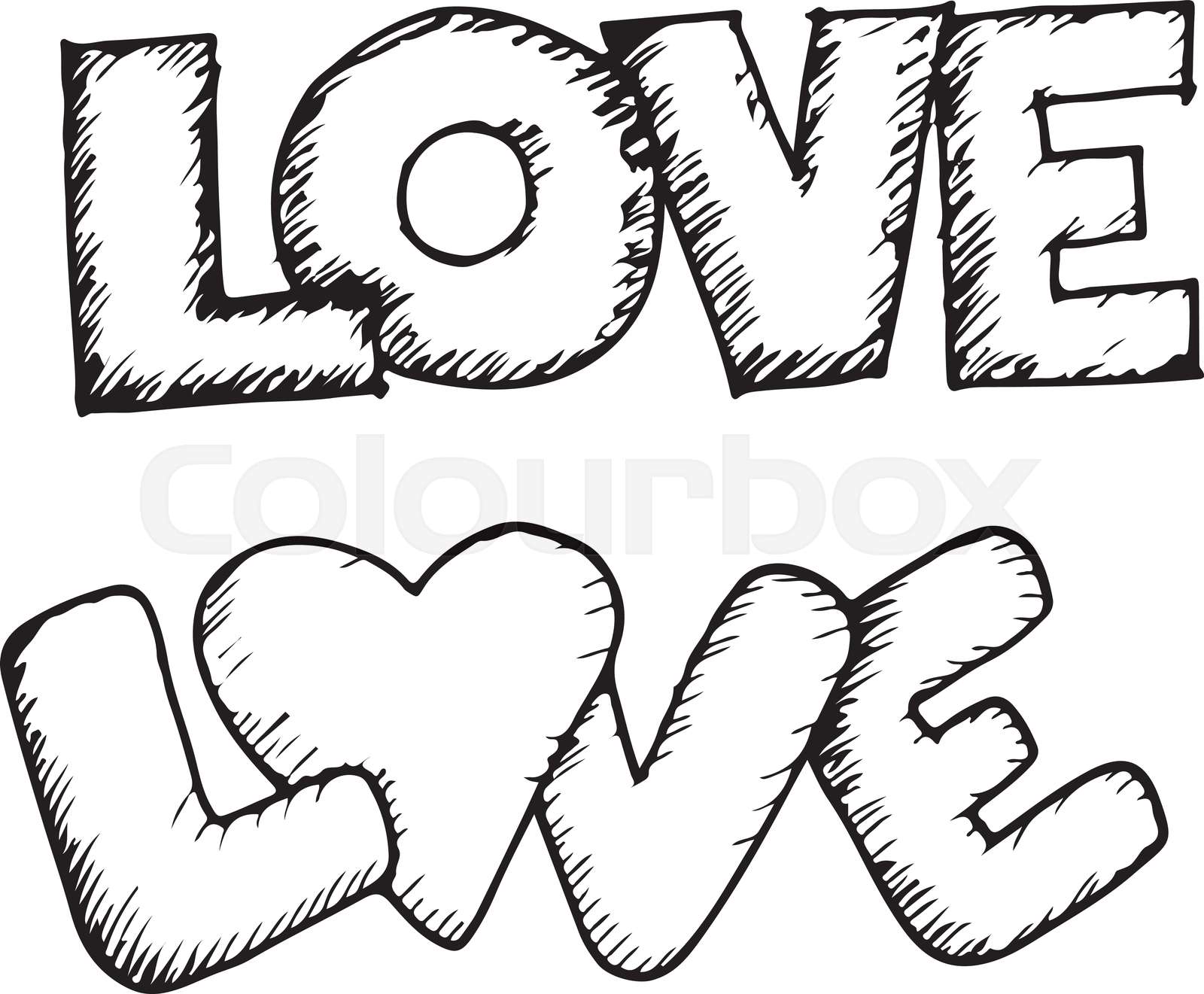 Love handwritten lettering design text | Stock vector | Colourbox