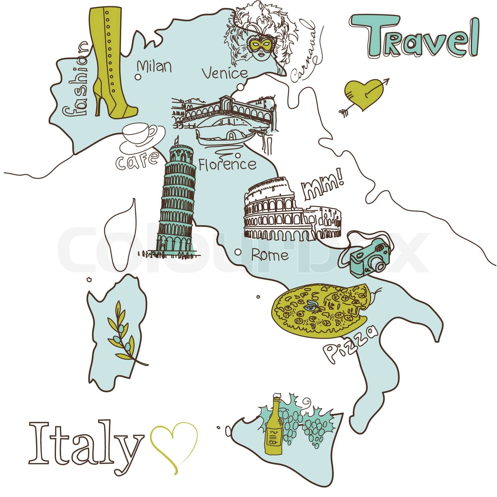 Creative map of Italy | Stock vector | Colourbox