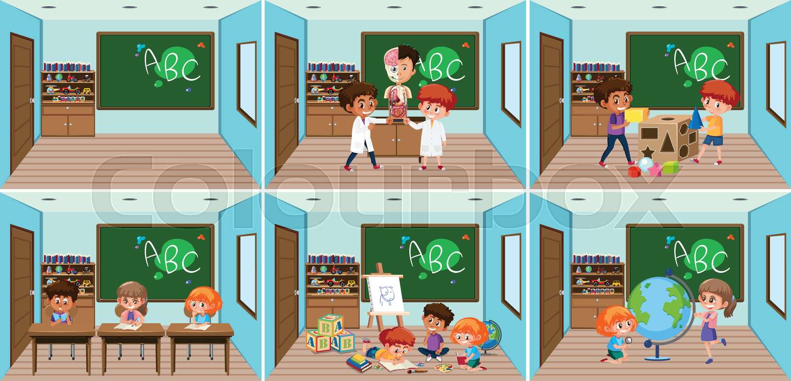 Set of student in the classroom | Stock vector | Colourbox