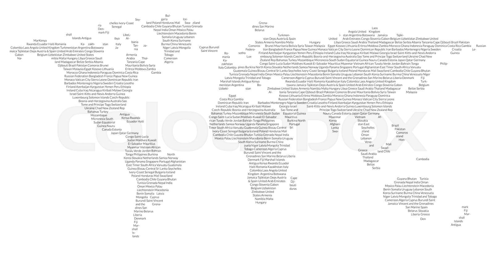 World map made of countries names. Worlmap with text pattern for travel ...