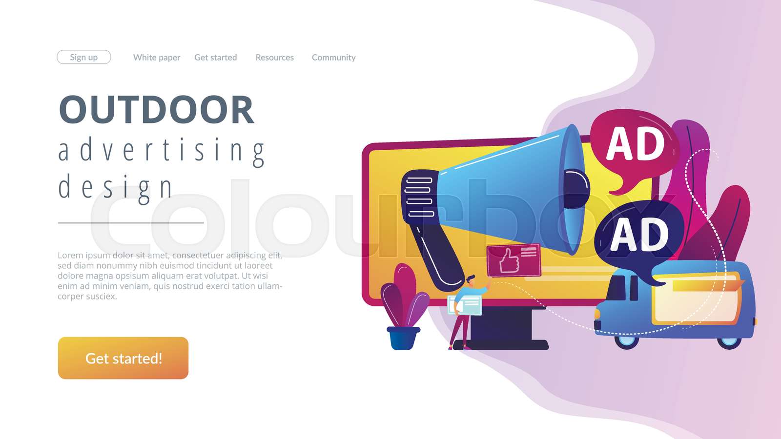 Outdoor advertising design concept landing page. | Stock vector | Colourbox