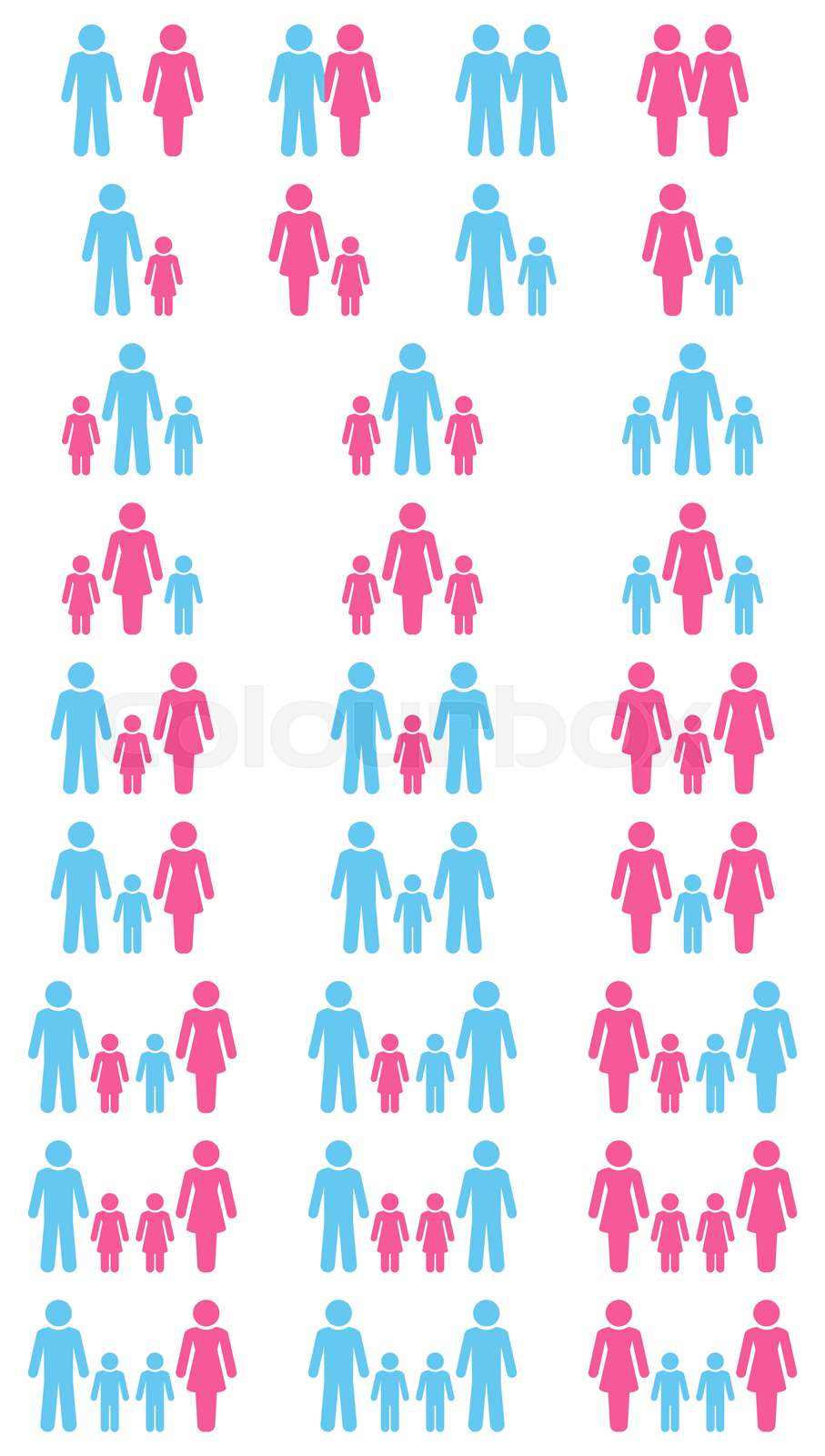 Set Verschiedene Familienmodelle Blau Und Pink | Stock-Vektor | Colourbox