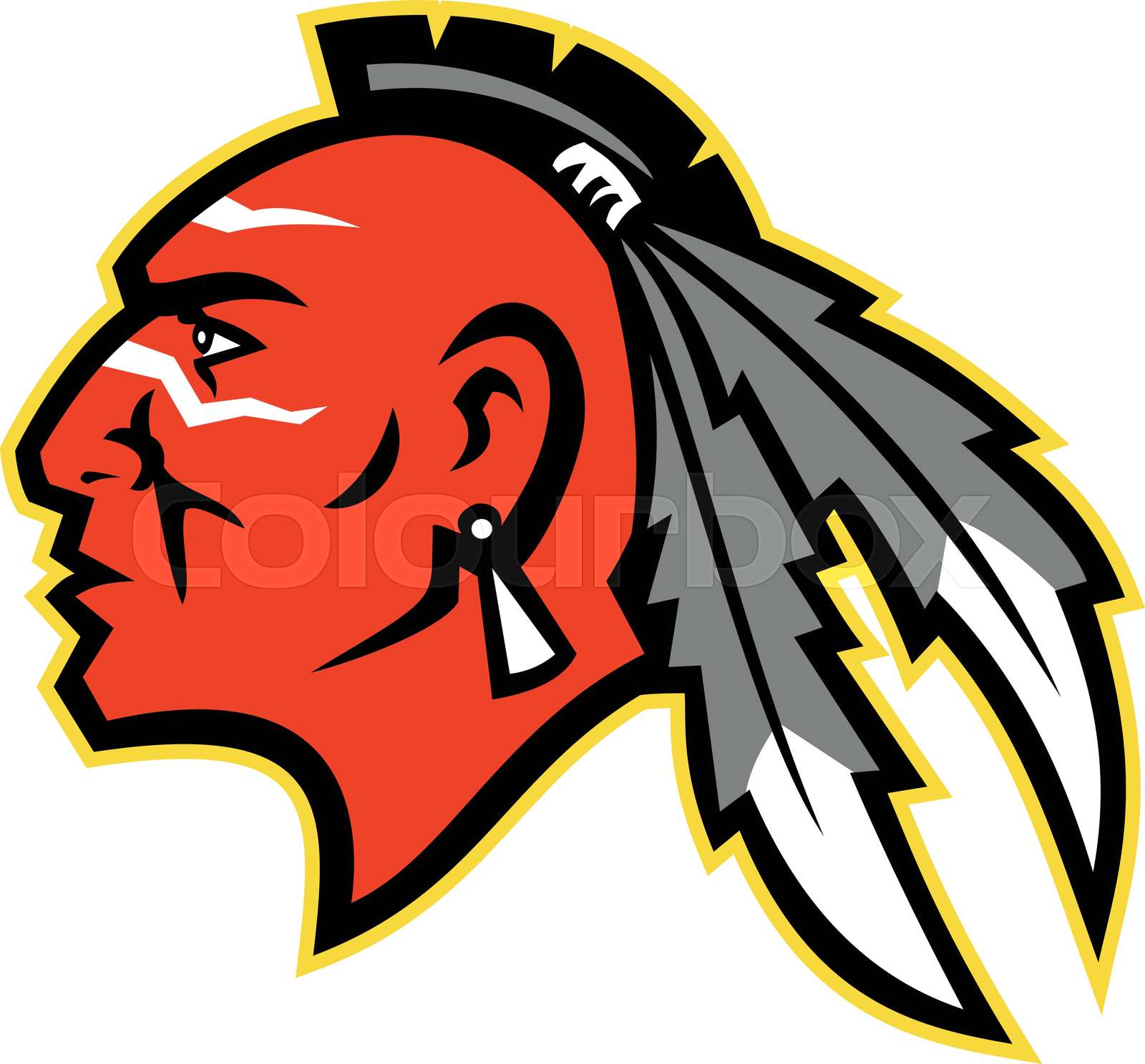 mohawk-indian-brave-side-MASCOT | Stock vector | Colourbox