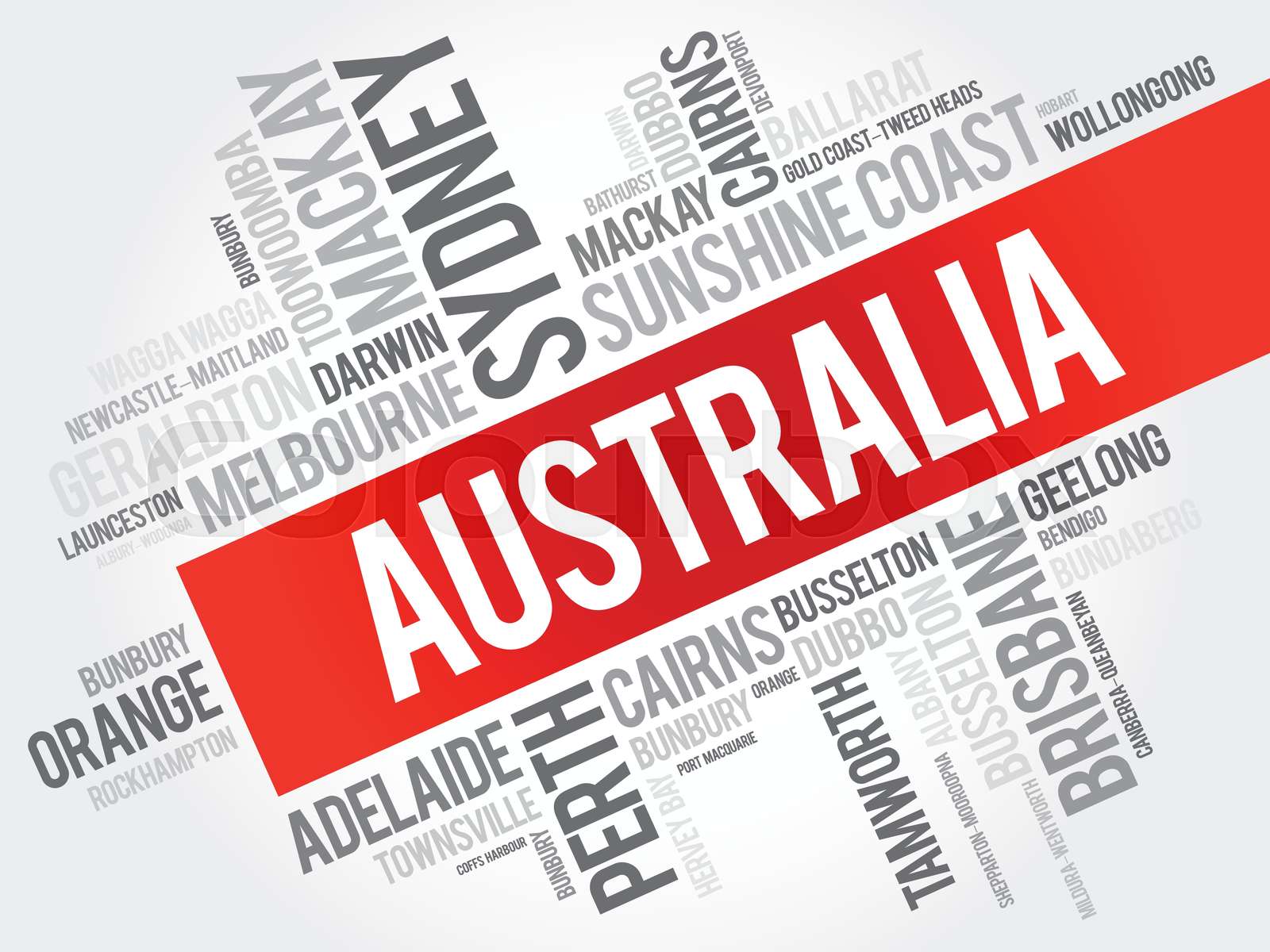 List of cities and towns in Australia | Stock vector | Colourbox