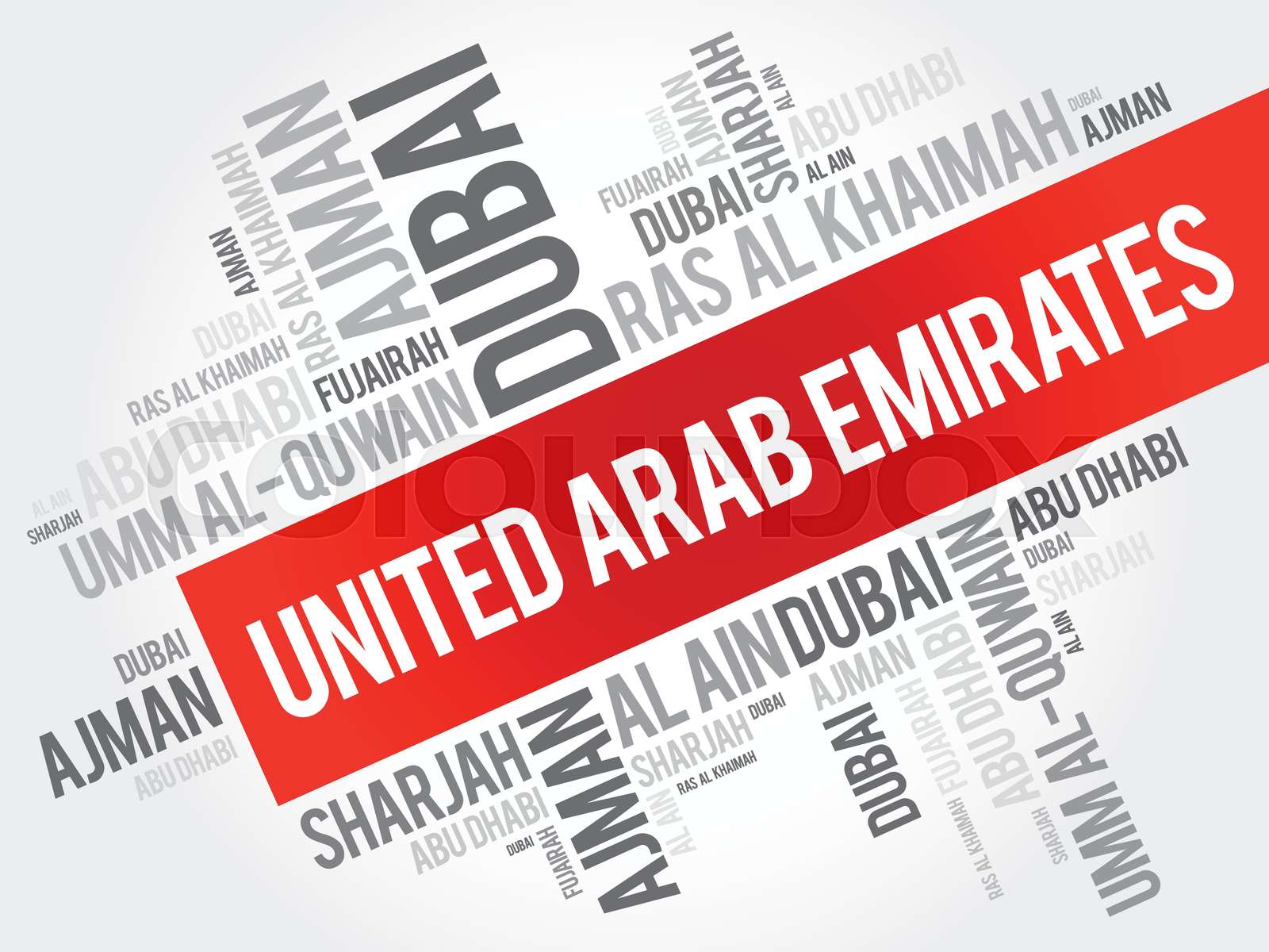 List of cities and towns in United Arab Emirates | Stock vector | Colourbox