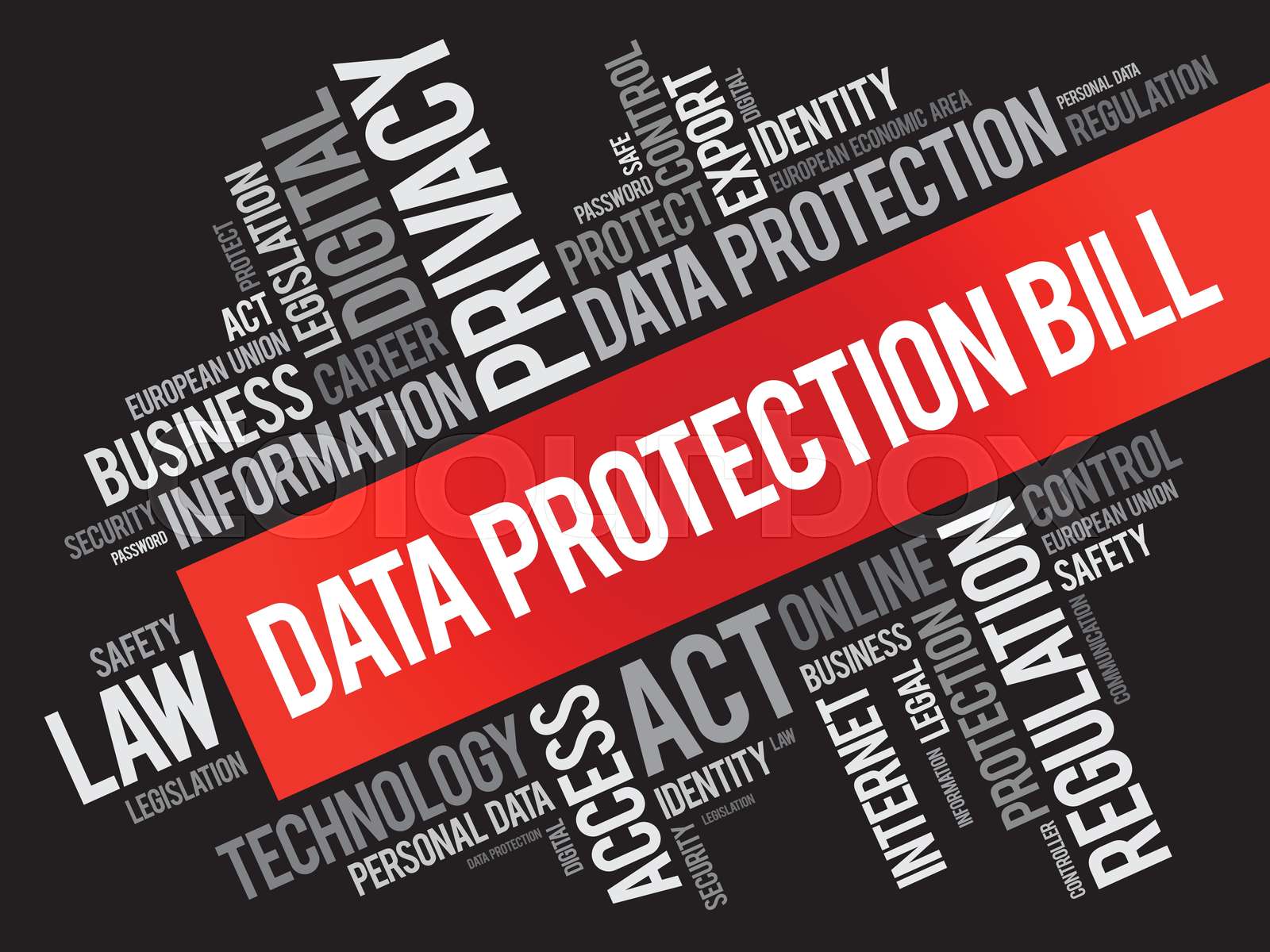 Data Protection Bill word cloud collage | Stock vector | Colourbox