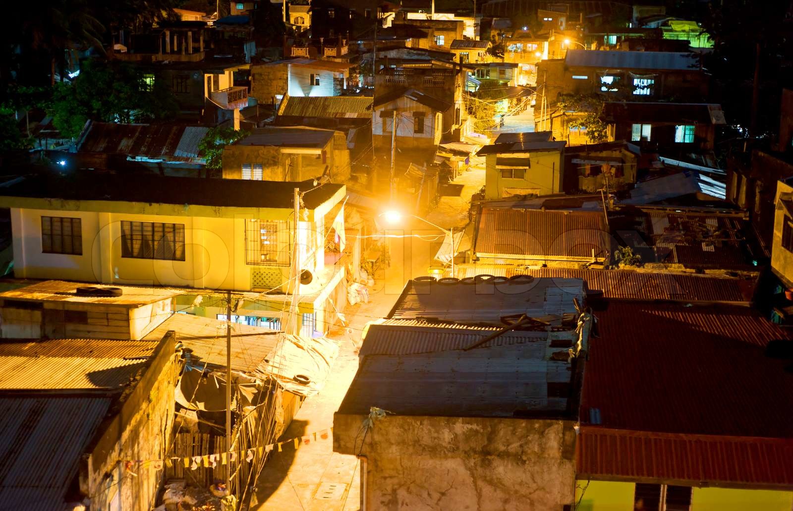 Slums at night | Stock image | Colourbox
